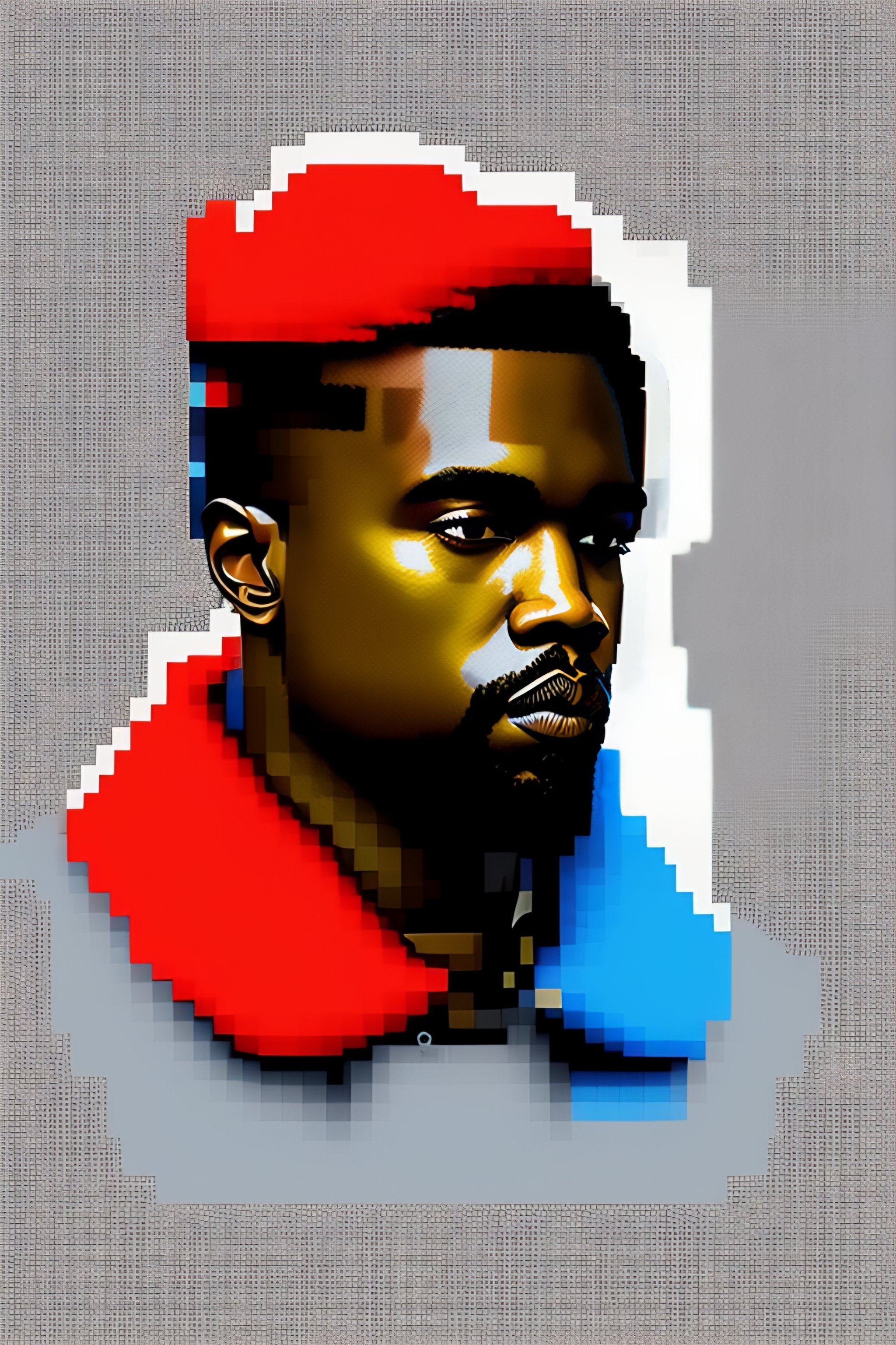 Lexica - Make a 2d kanye west pixel art with swastika flag in his hands