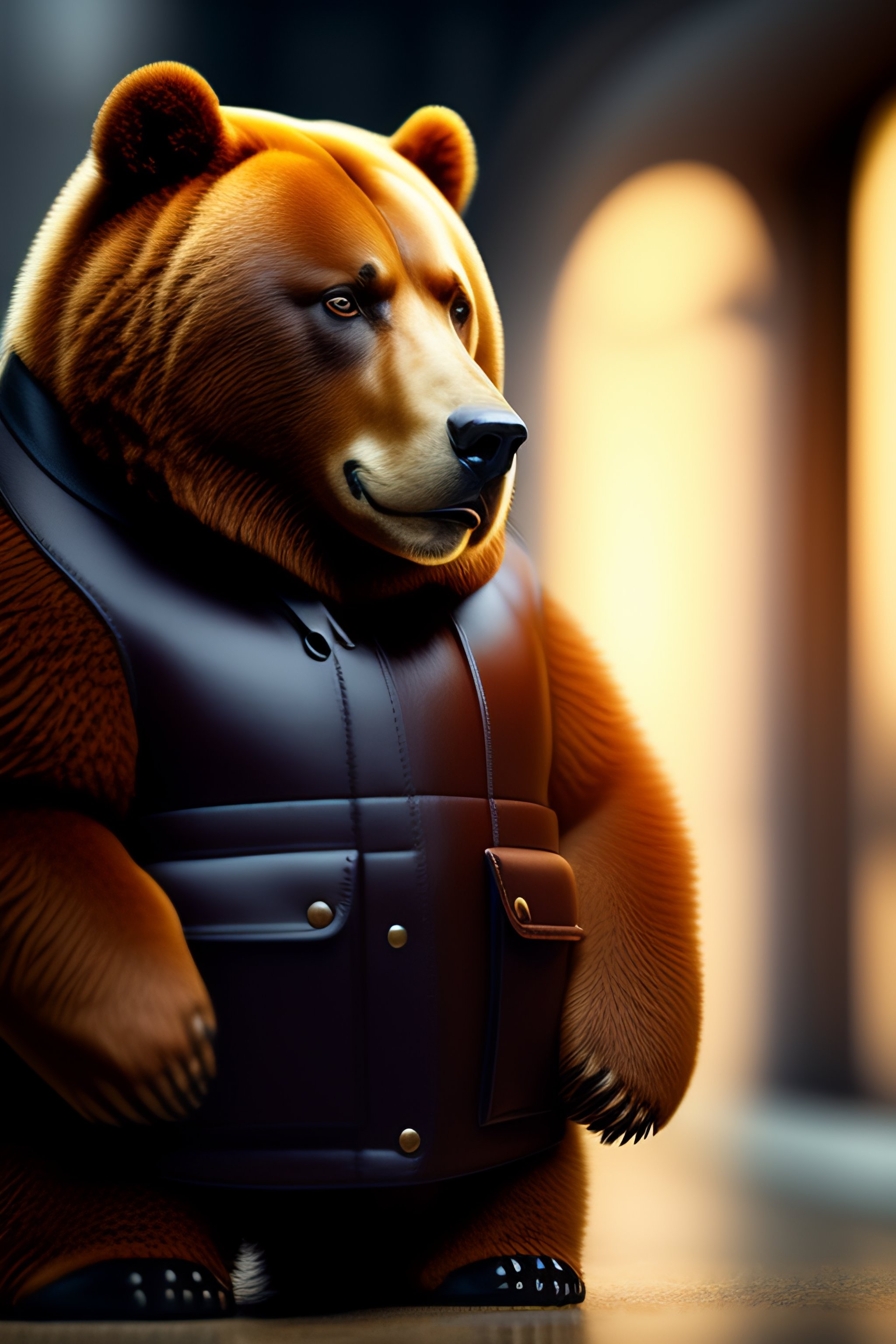 Lexica - A bodyguard bear in his bodyguard outfit