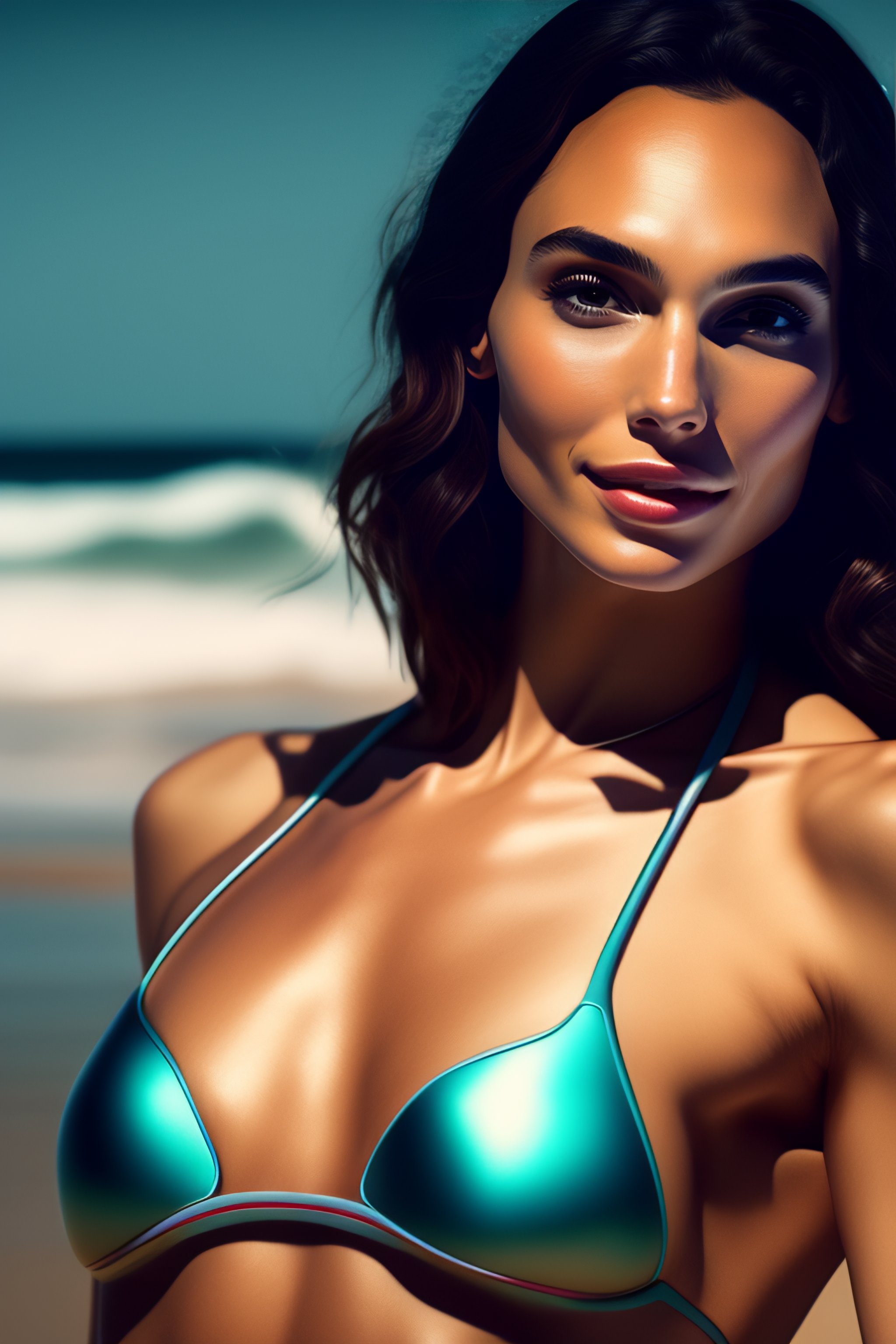Lexica - (((Gal gadot))), hot bikini, little bikini, iphone, detail face, 8k, hdr, hd, zeipher model