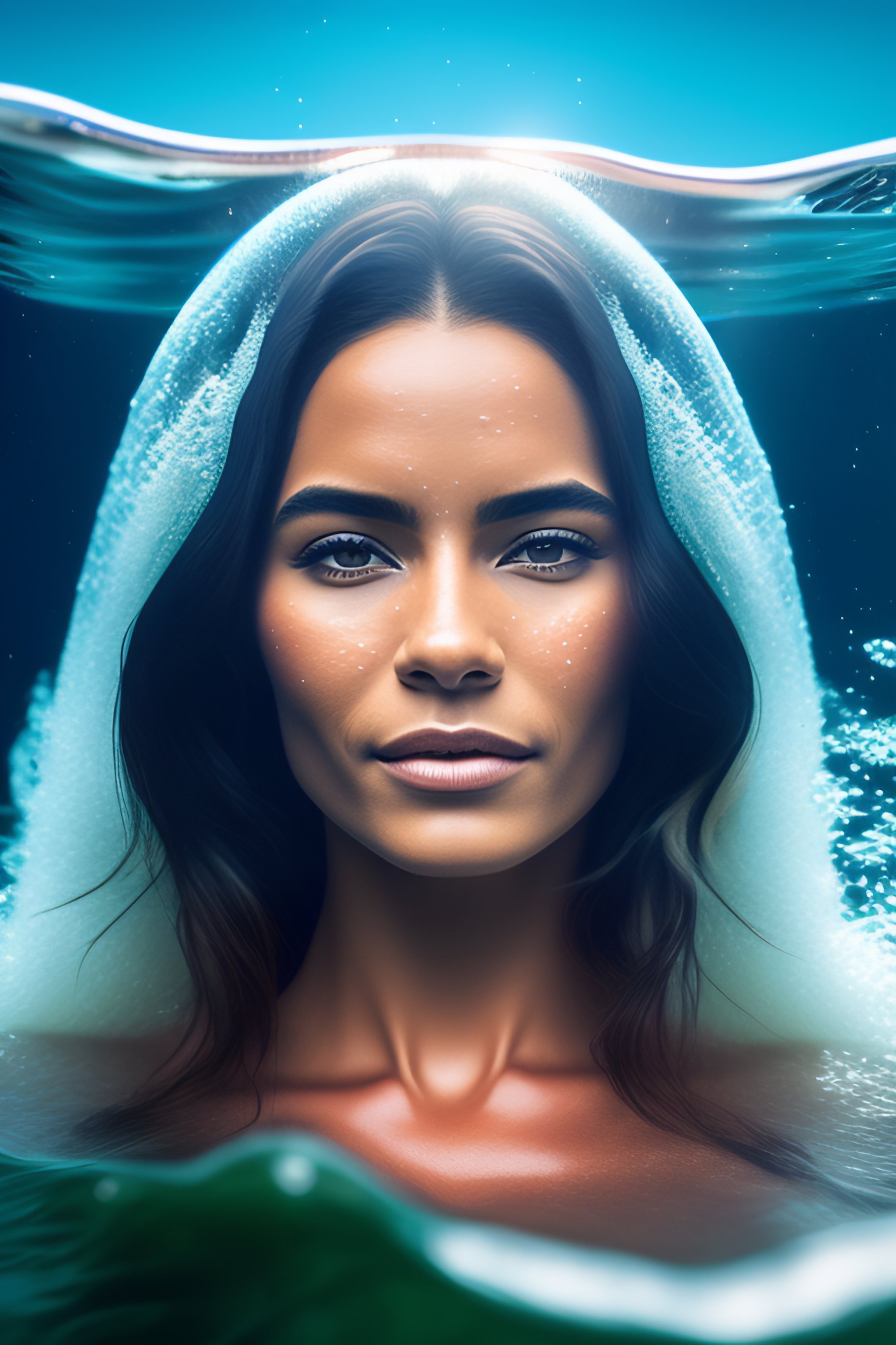 Lexica - Portrait of a human in the ocean