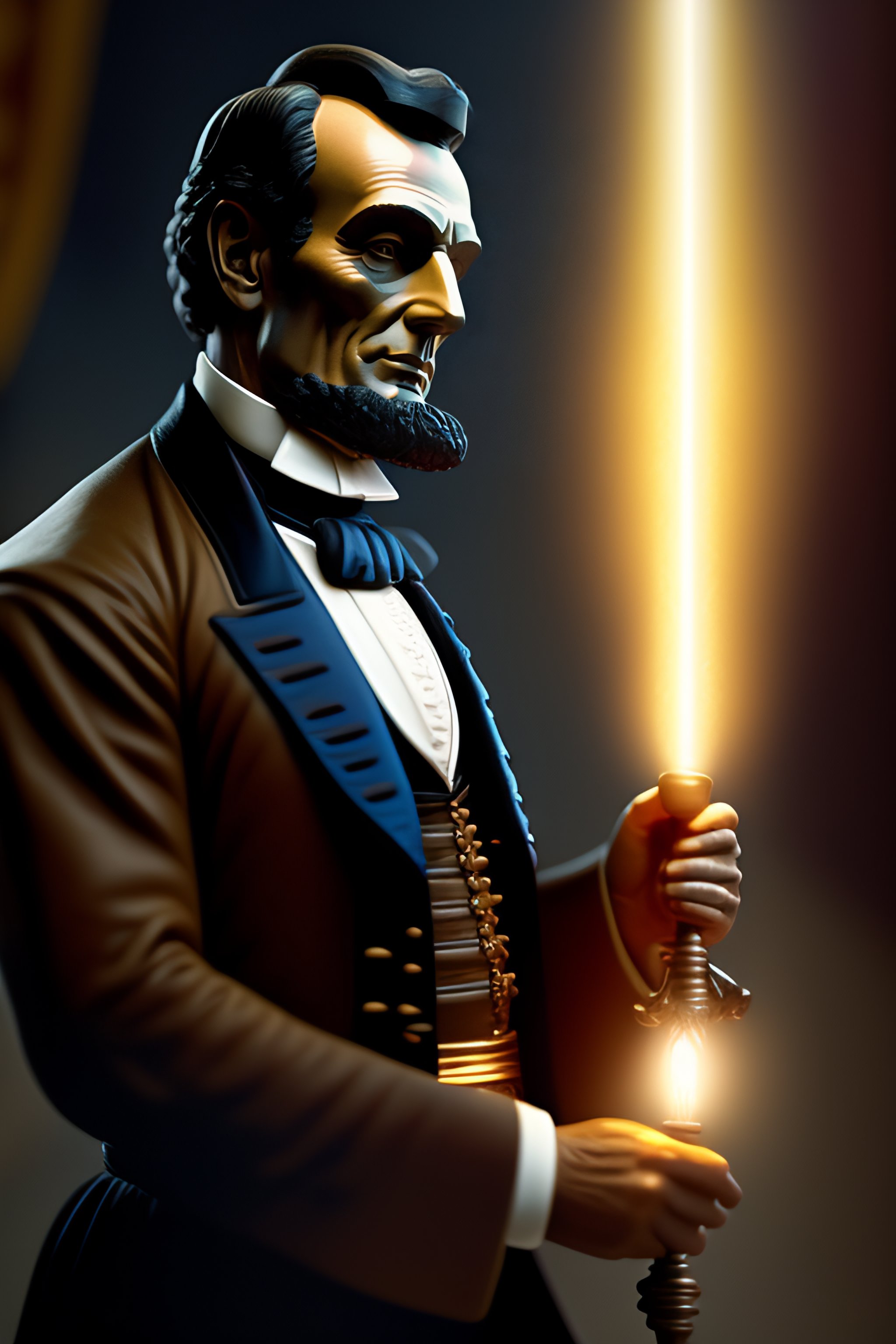 Lexica - Abraham Lincoln holding a light saber