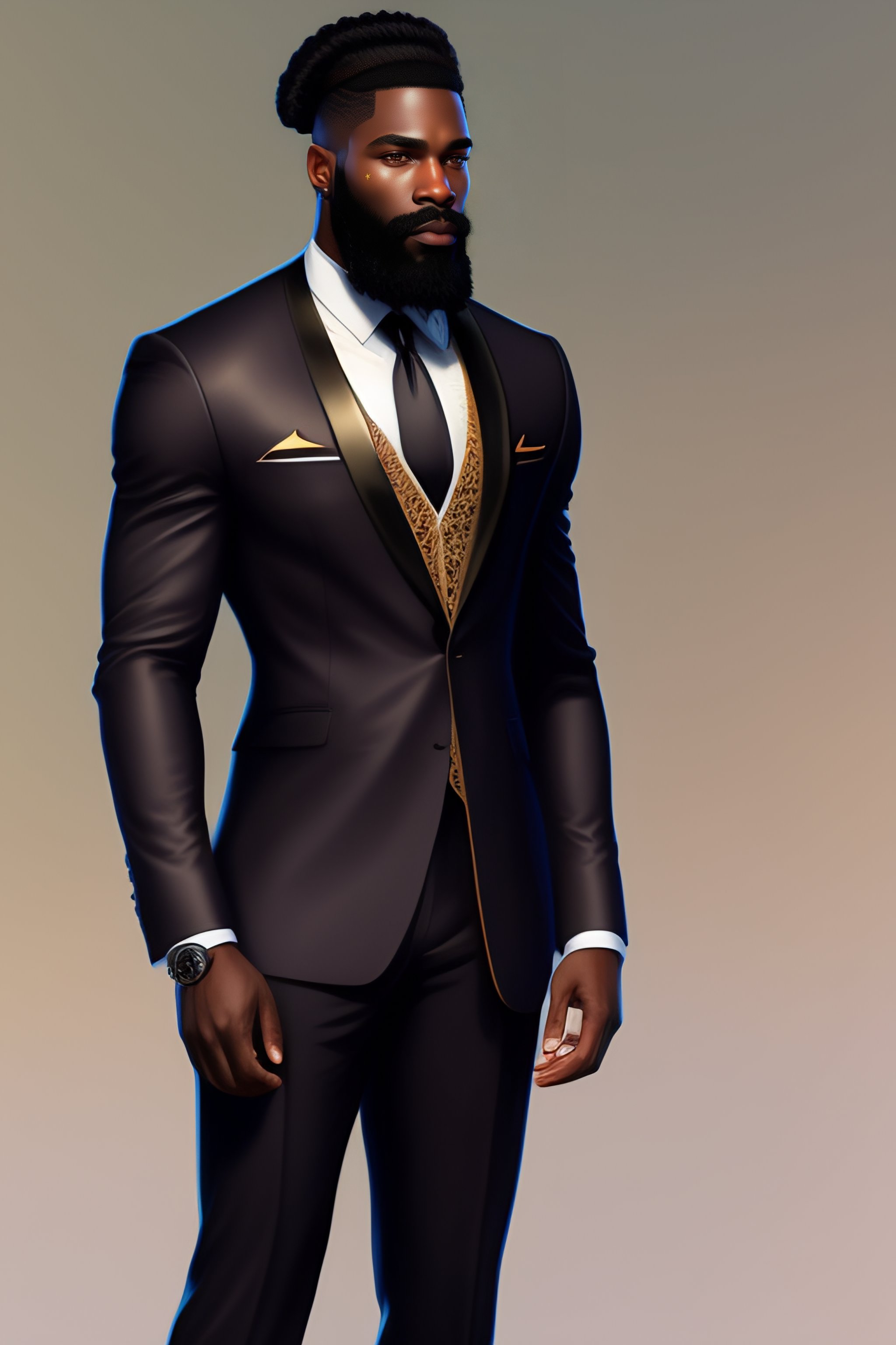 Lexica - Anthro furry humanoid bearded black man, three piece suit ...