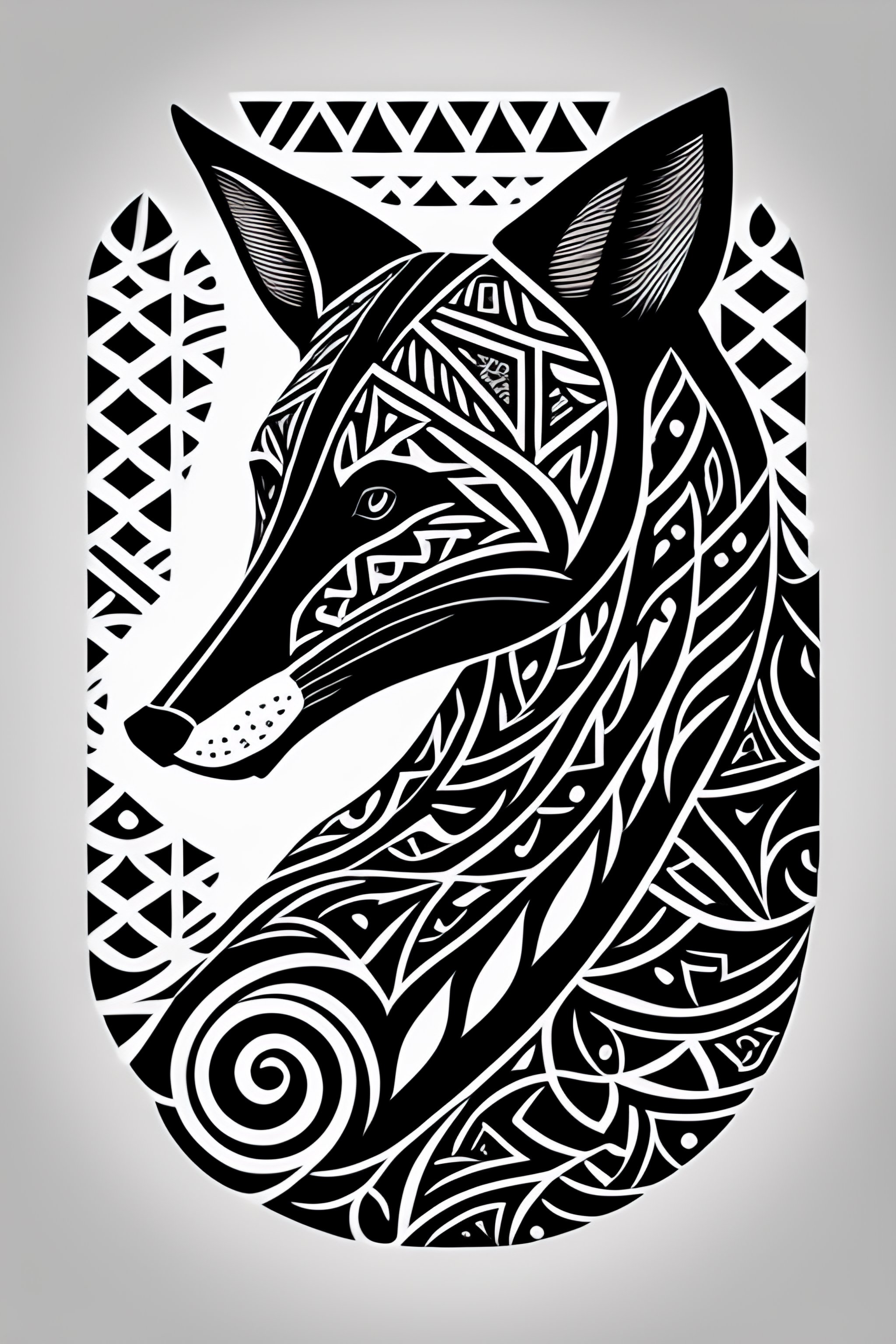 Lexica - Symmetry, one fox head and only facing front, glare, black and ...