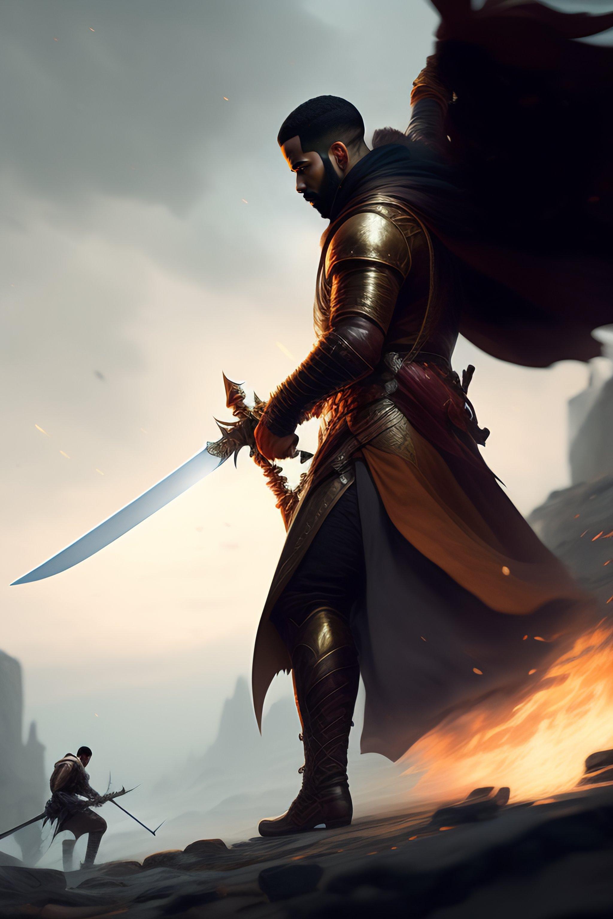 Lexica - “ drake having a swordfight, very epic, digital art, greg ...