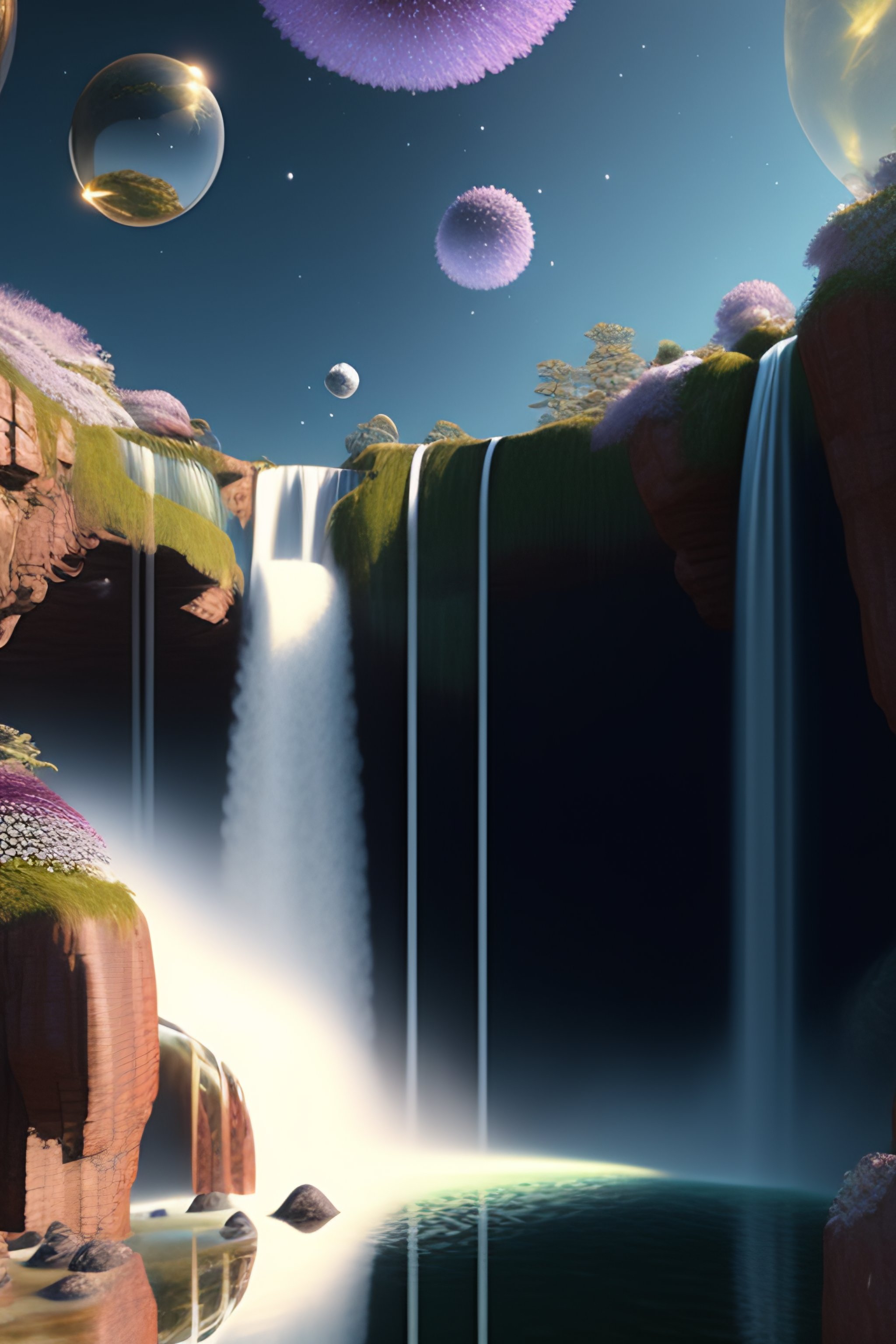 Lexica - A spiraling fantasy waterfall connecting nine planets in space ...