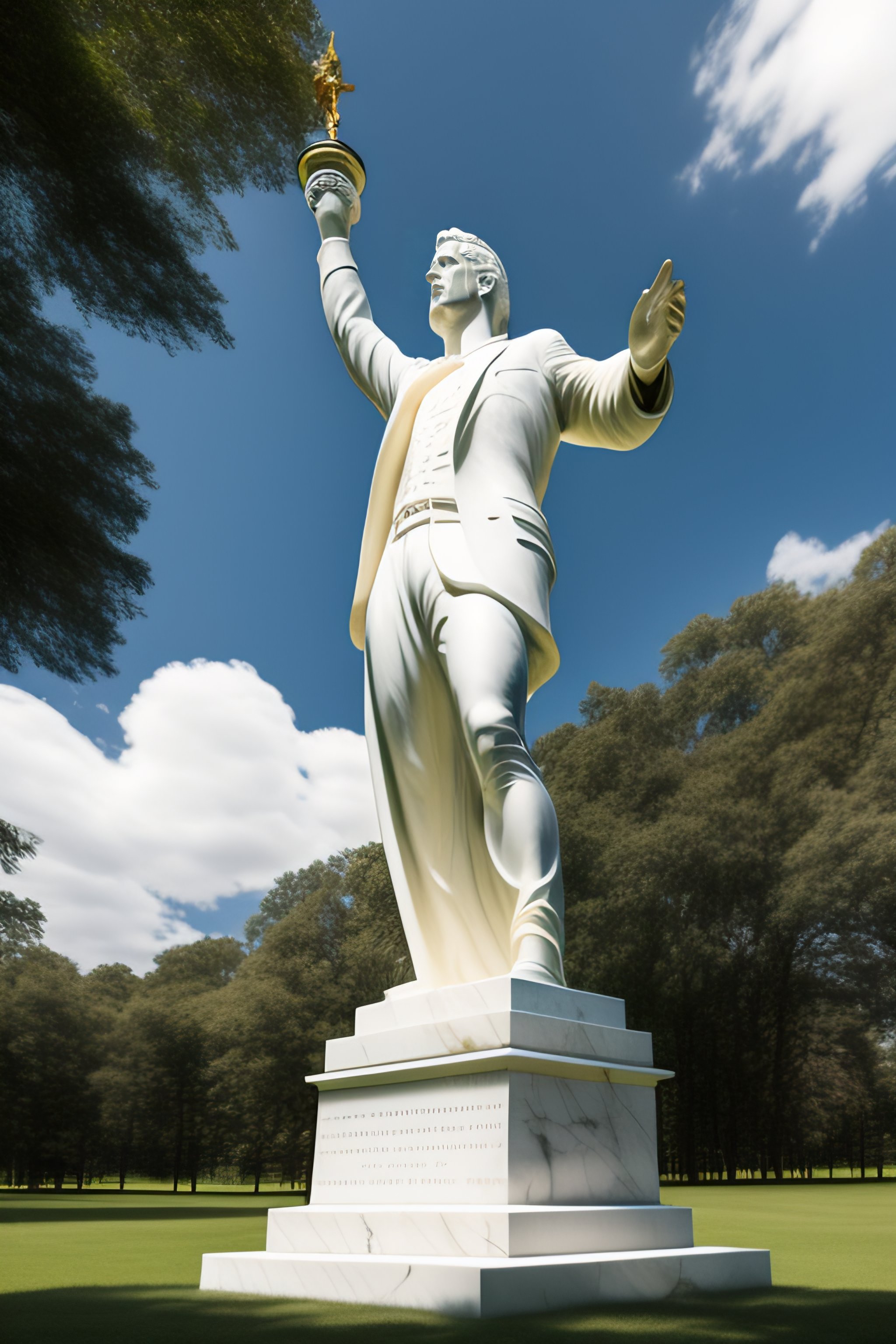 Lexica - Photo of a marble statue of Joe Biden standing with his hands up