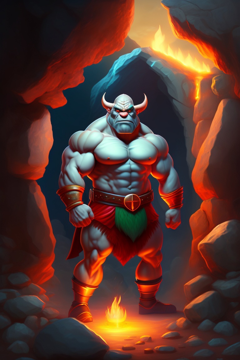 Lexica - A powerful muscular scared ogre wielding a club, standing at ...