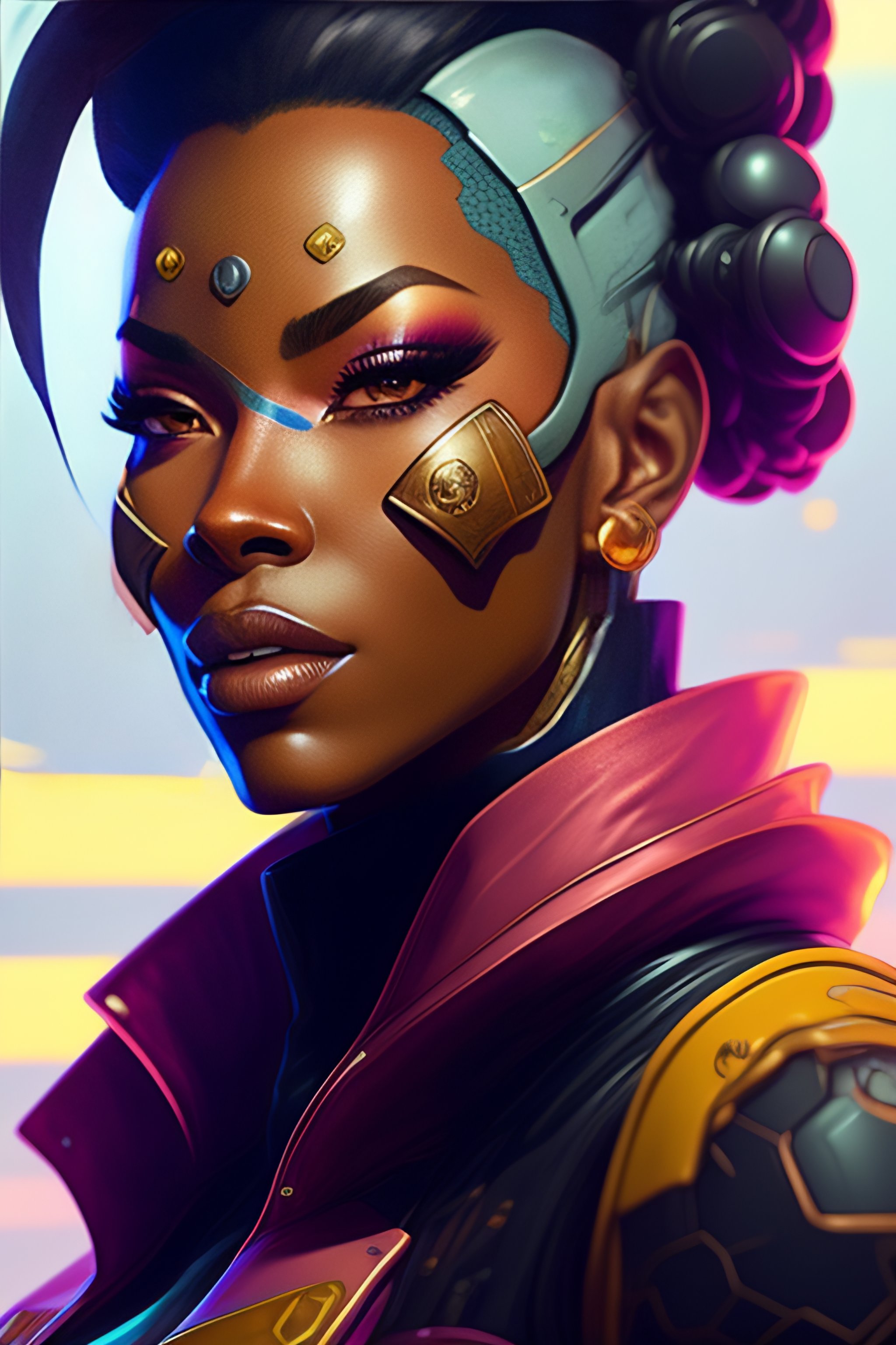 Lexica - A study of cell shaded portrait of cyborg as borderlands 3 ...