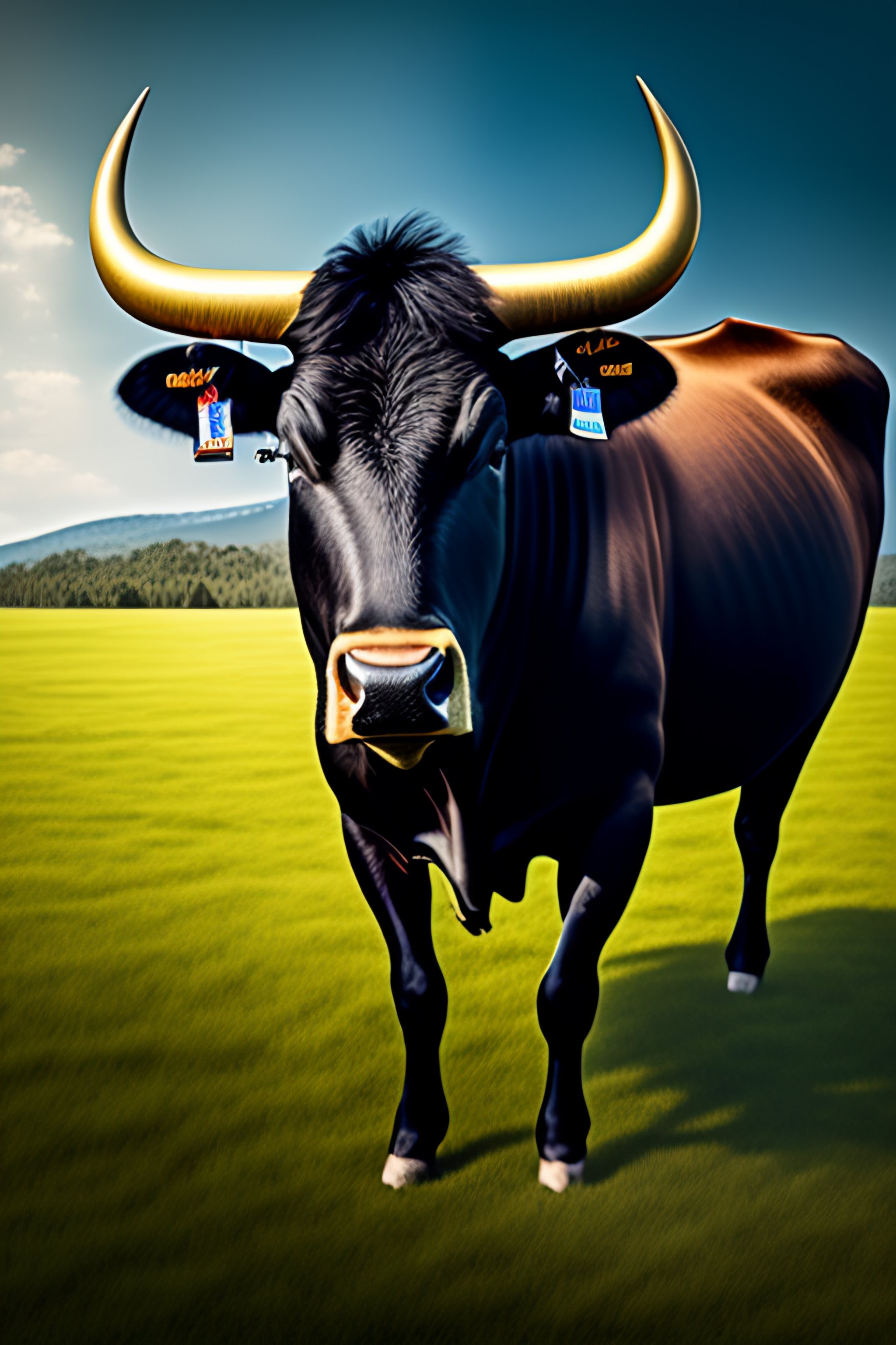 Lexica - A bull on a background of a meadow with an Israel flag on it, 4k