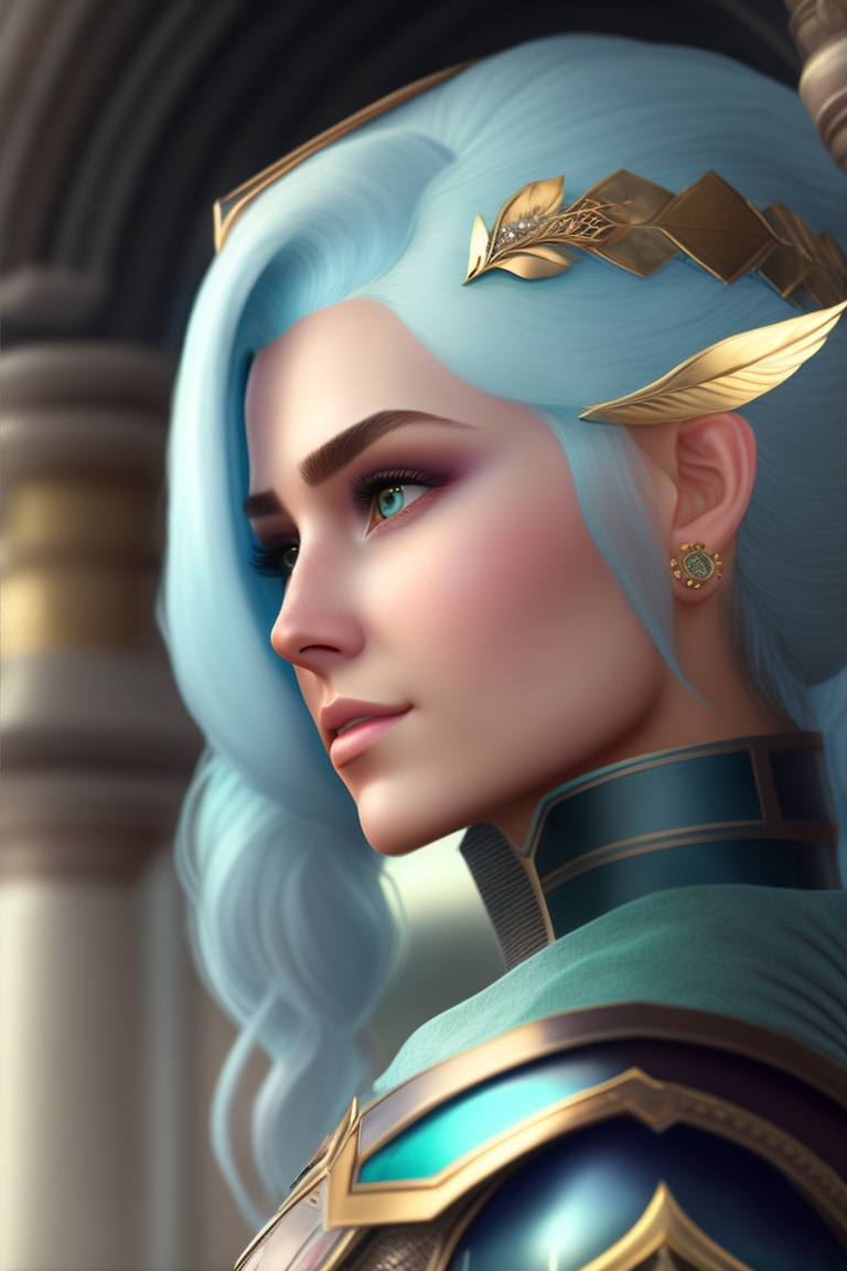 Lexica - Female aasimar with pale blue hair ,a scar to her right eye ...