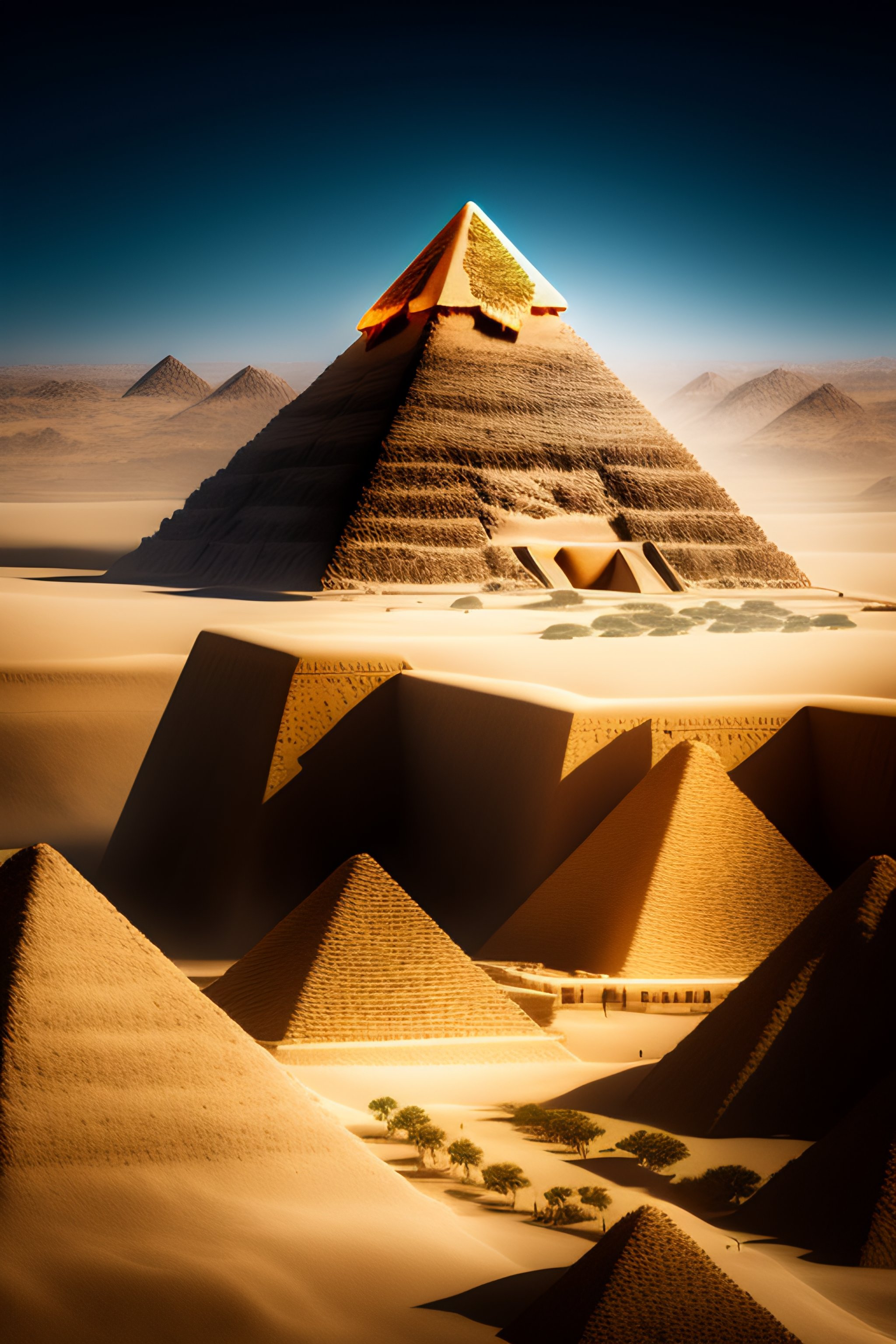 Lexica - Cinematic photo of Khufu, Khafre, and Menkaure the pyramids of ...