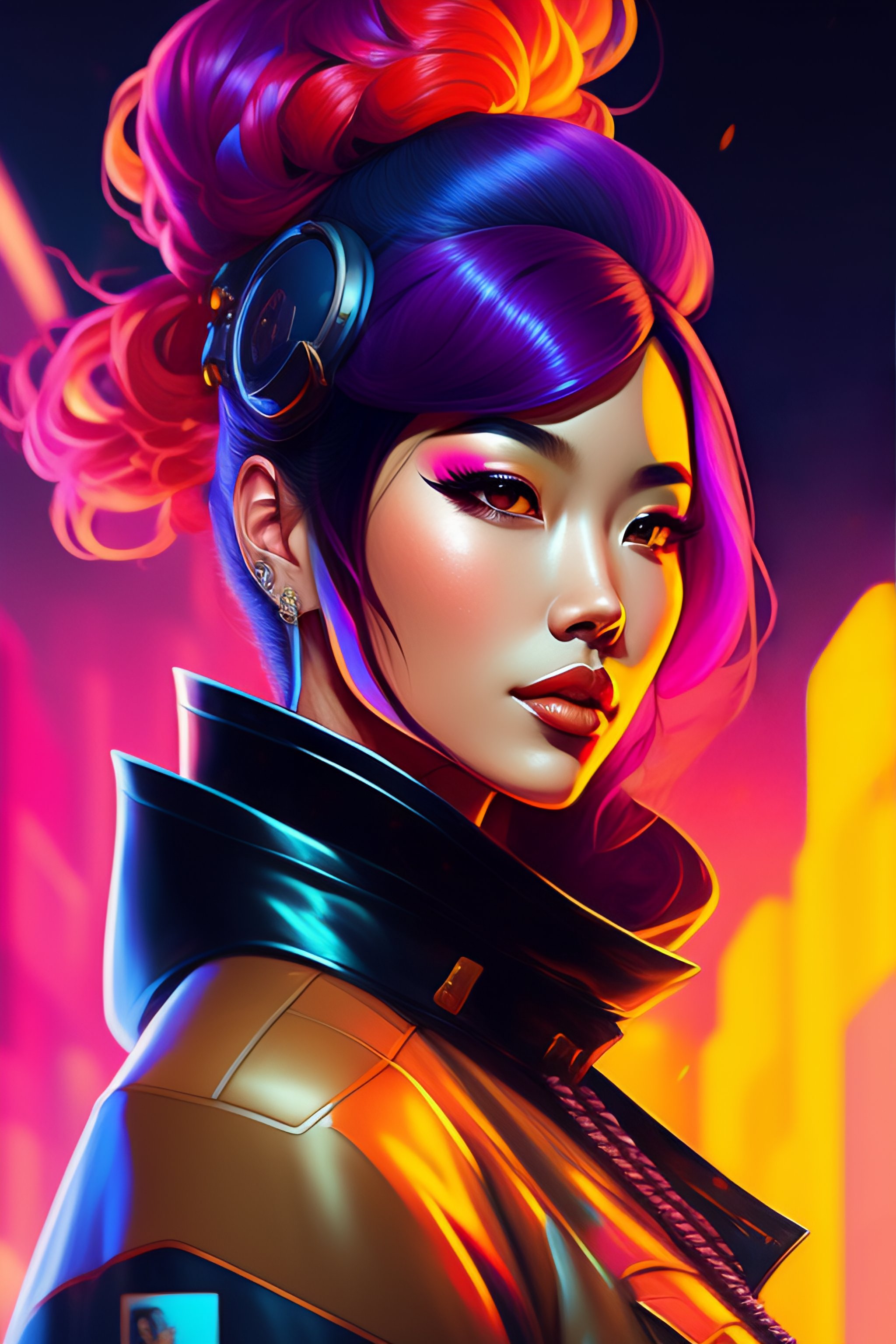 Lexica - A colorful comic noir illustration painting of a cyberpunk ...
