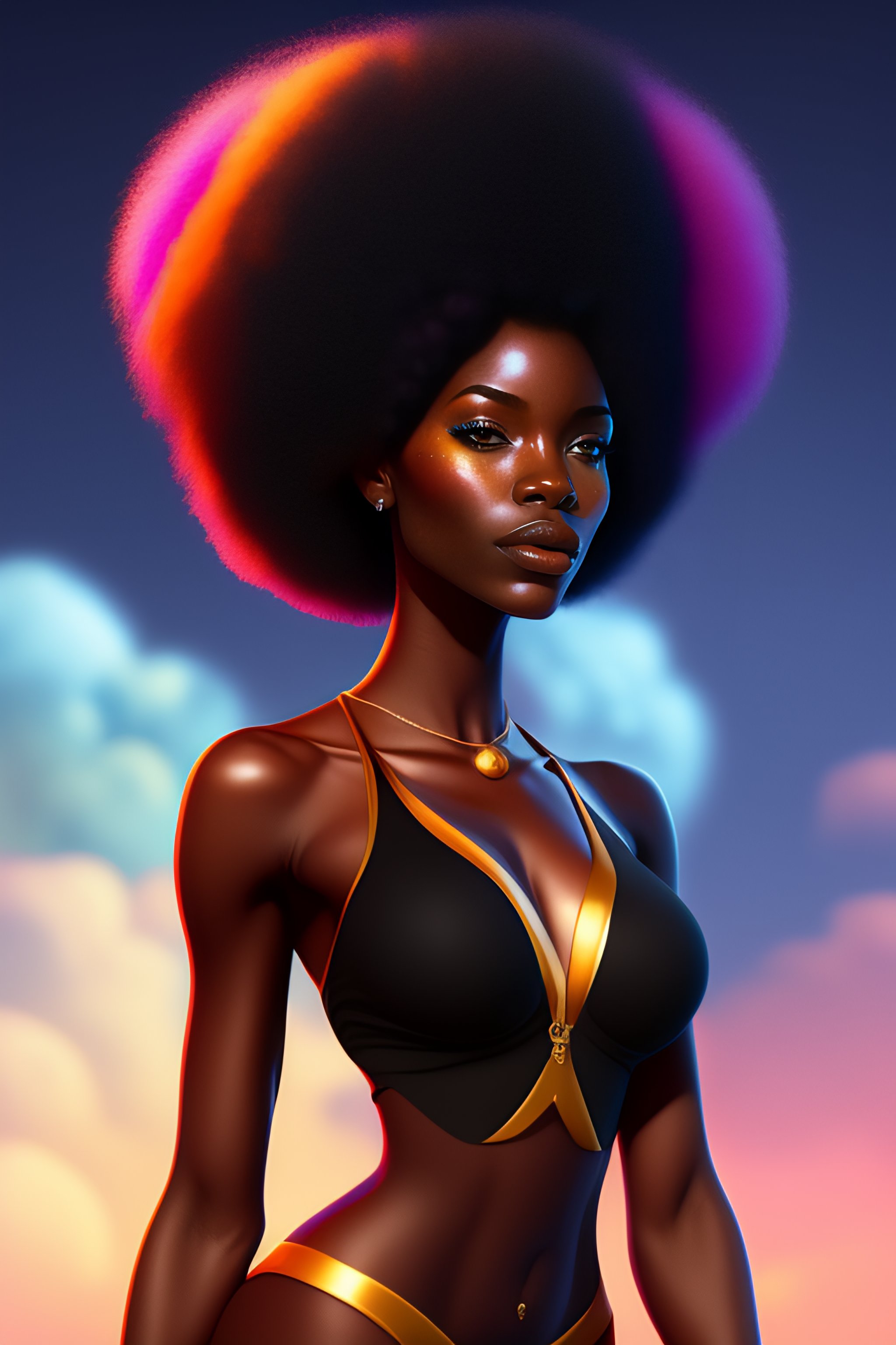 Lexica - Lean and tall cartoon it black afro man, fantasy, dreamlike, surrealism, super hot ...