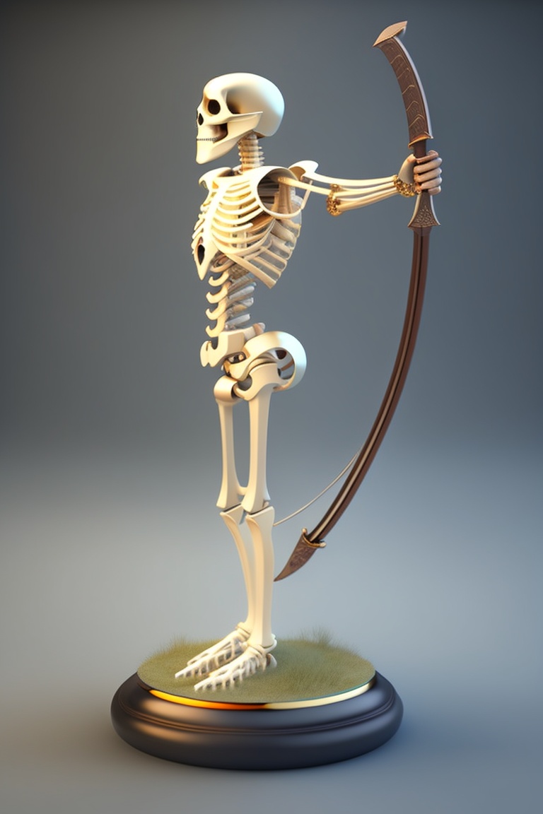 Lexica - Human skeleton, holding bow,, realistic, 3d render, v-ray ...