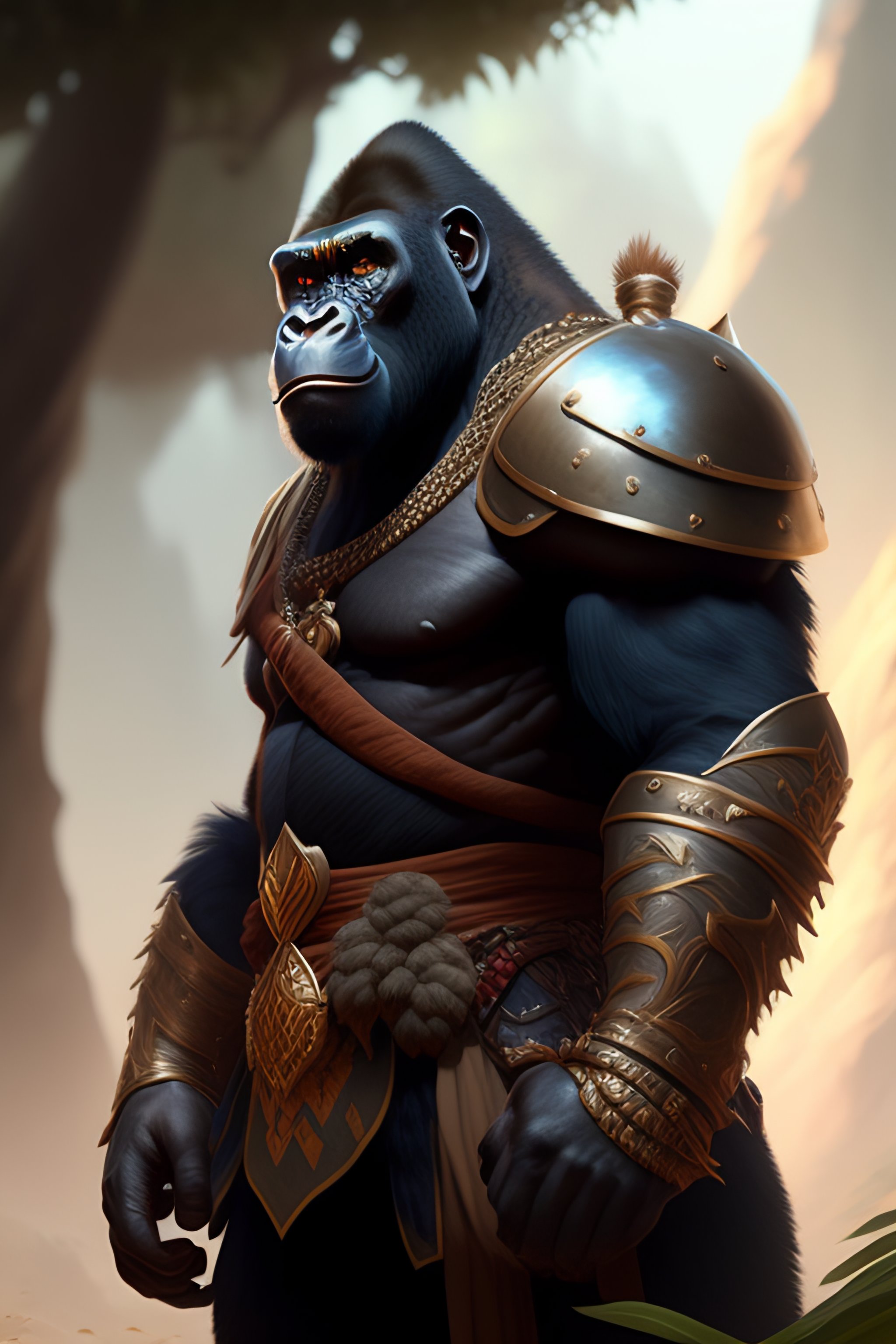 Lexica - A detailed portrait of a gorilla warrior, by justin gerard and greg rutkowski, digital ...