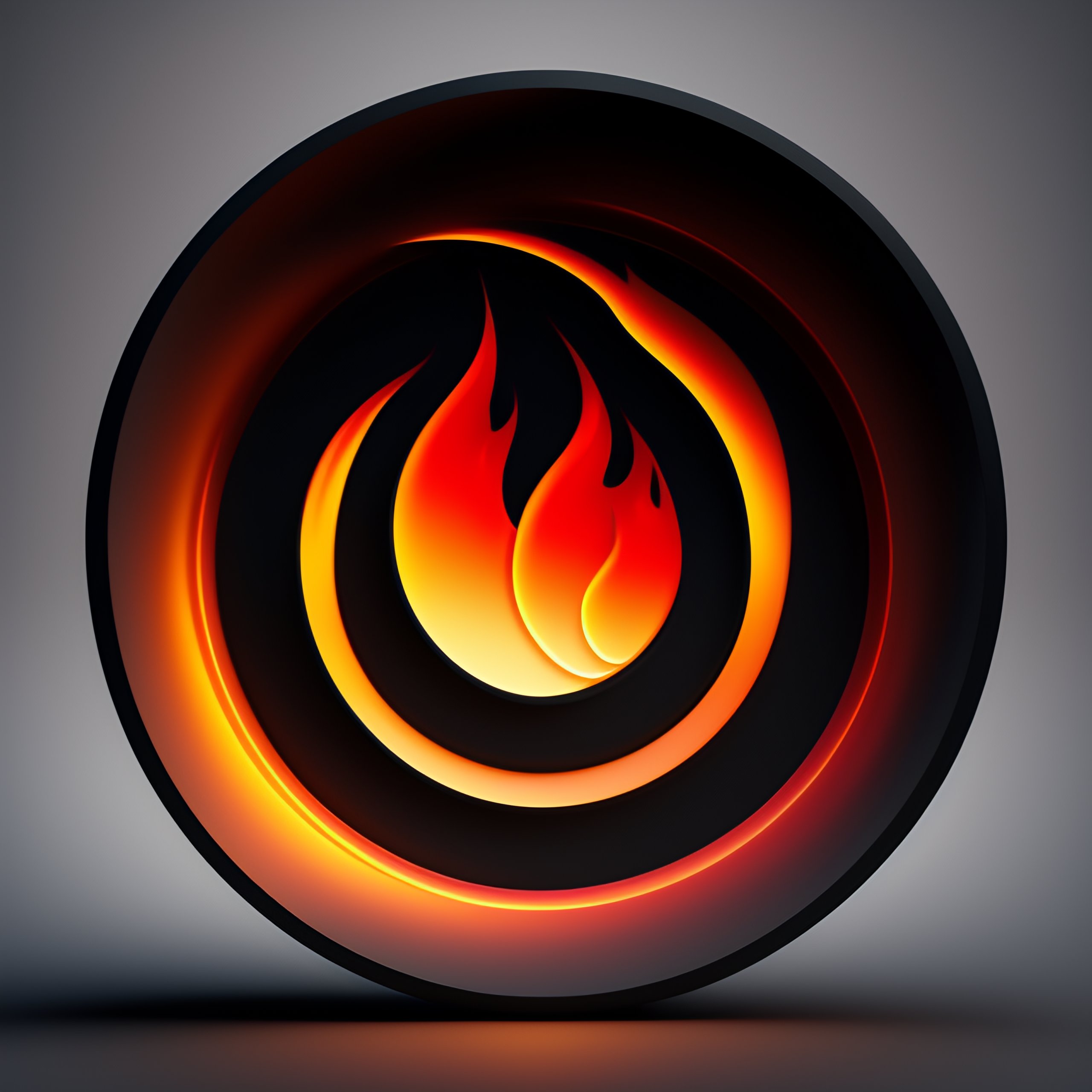 Lexica - Stylized flame in circle shape, black background