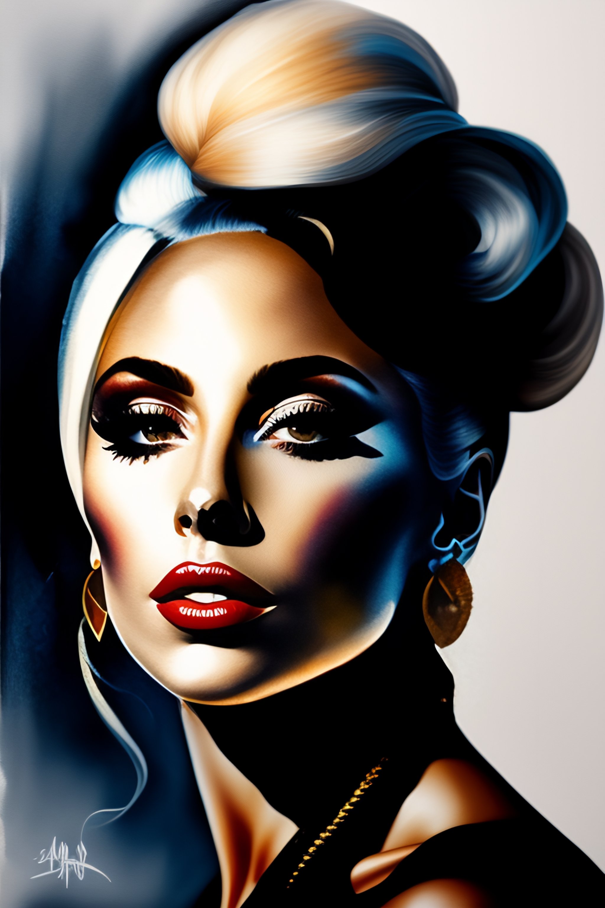 Lexica - Lady Gaga ink painting