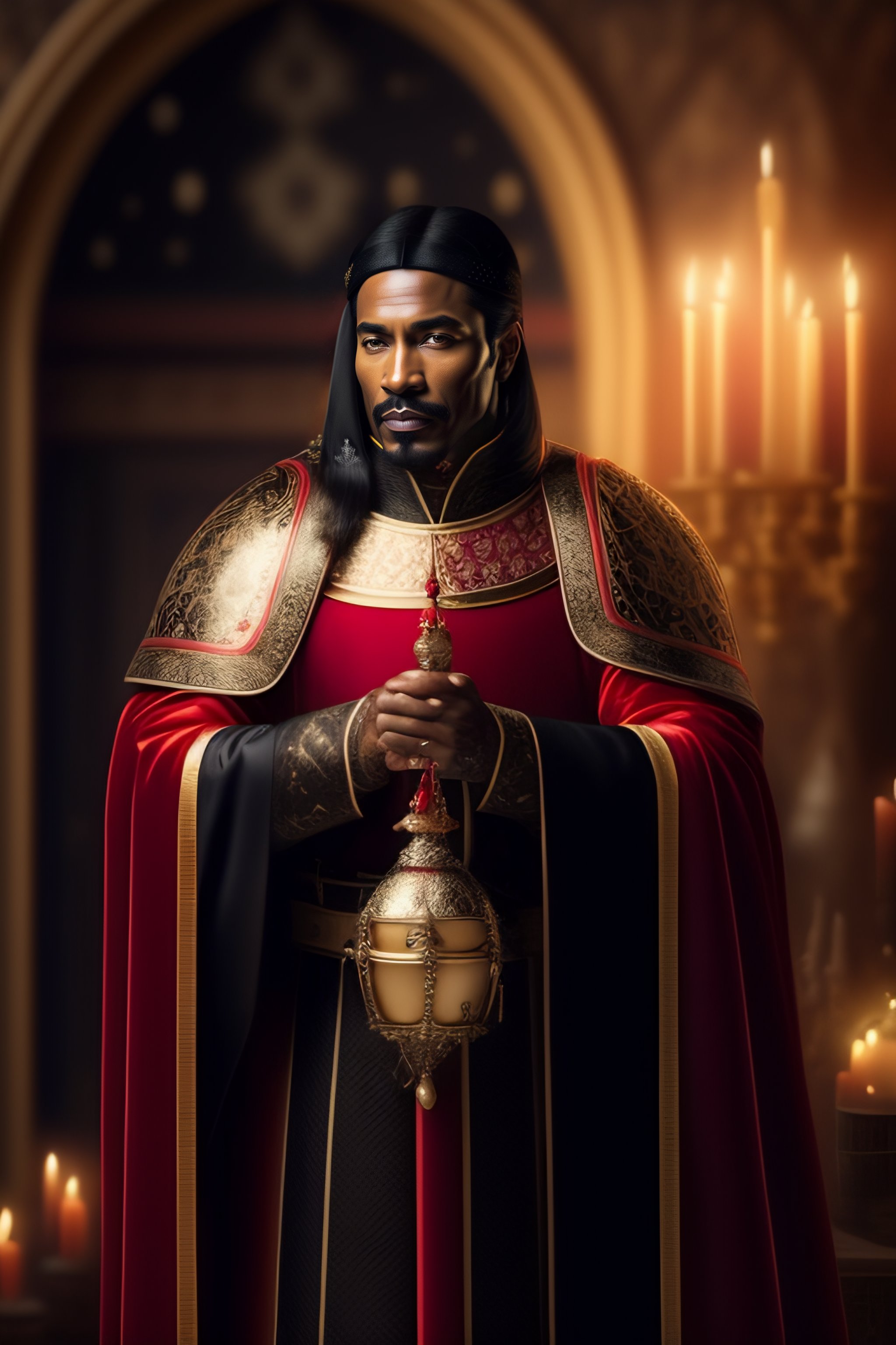 Lexica - A black hair athletic 40 years old man wear a elegant medieval ...