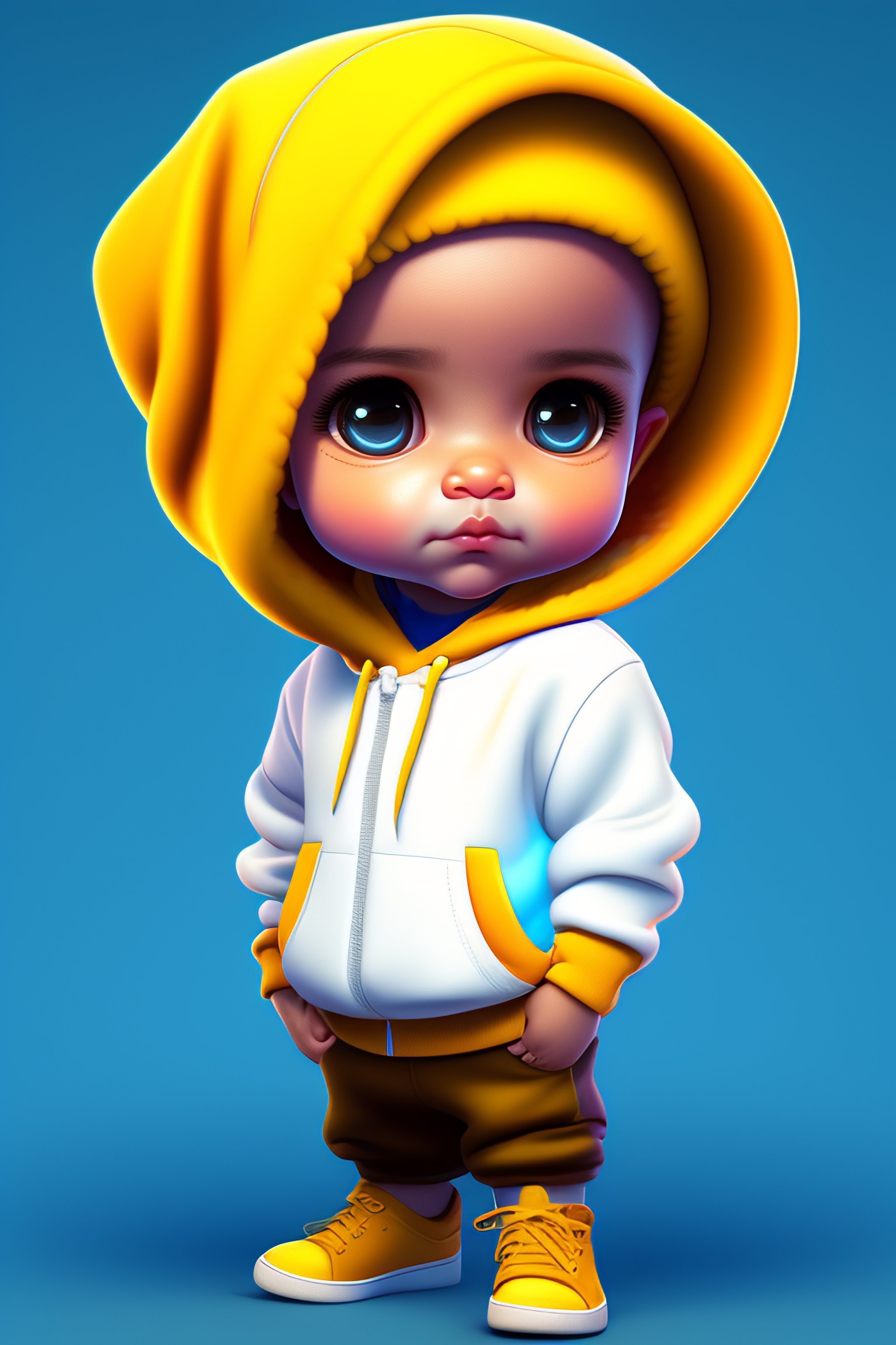 Lexica - Cute adorable cartoon tan bald male baby with brown eyes ...