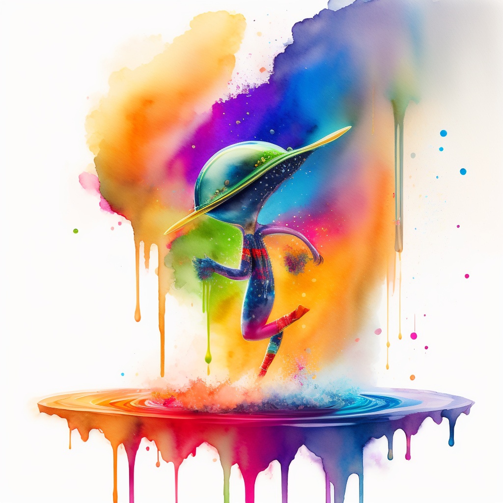 Lexica - Multicoloured!! watercolor of a quirky funning looking alien ...