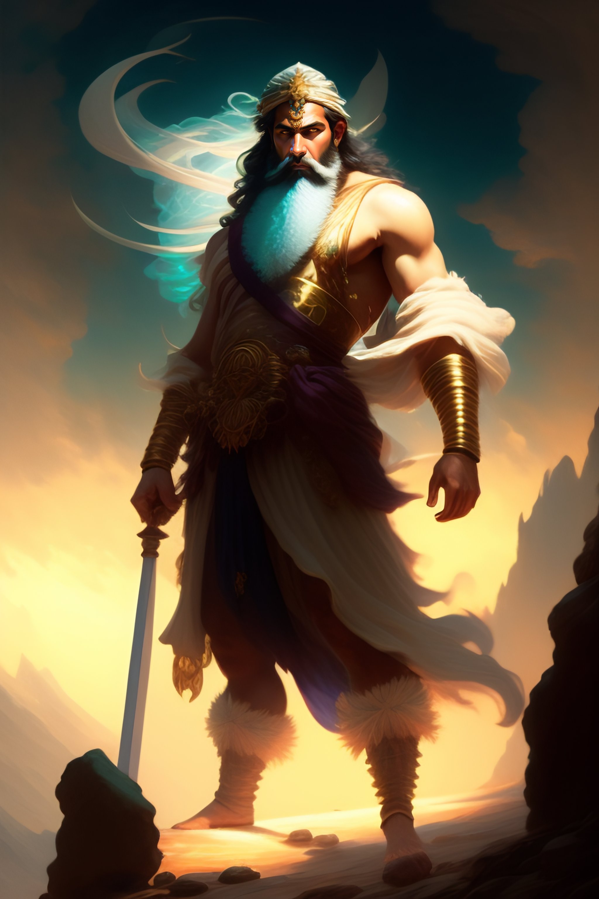 Lexica - Fearsome, angry bearded Old Testament god with tornado from ...