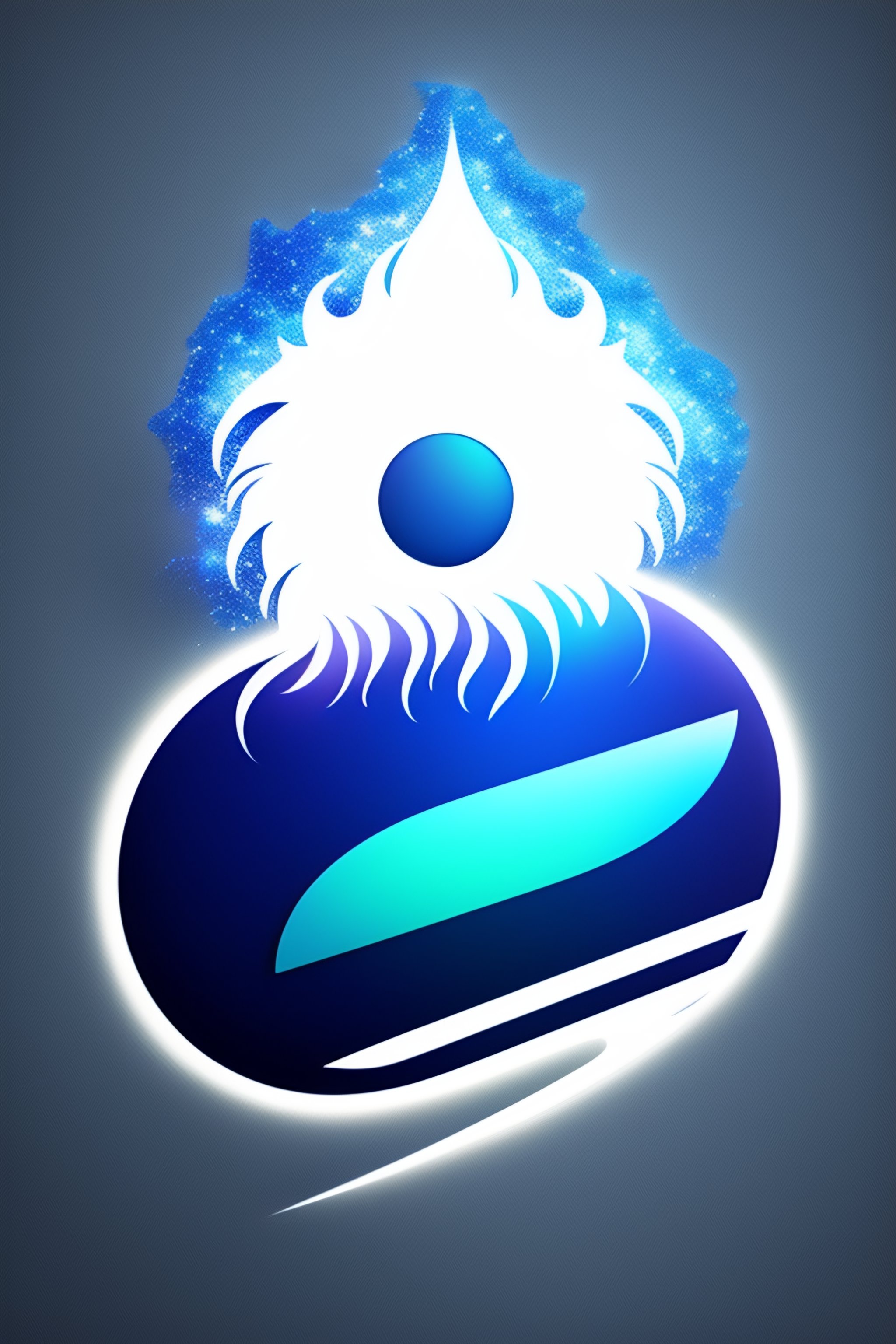 Lexica - Minimal blue fire galaxy yeti logo on white background
