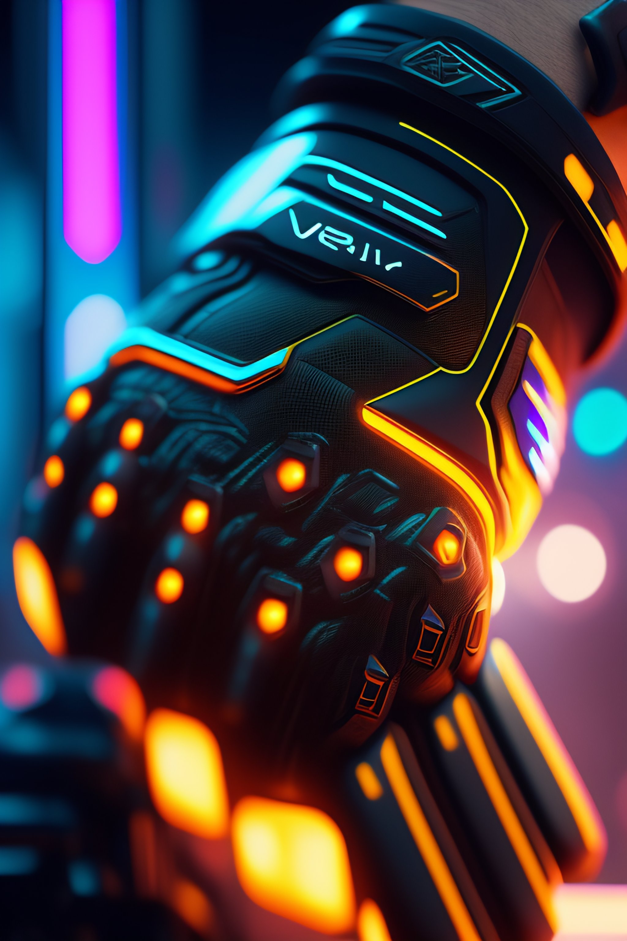 Lexica - Digital artwork of a cyborg mechanic glove, neon cyberpunk ...