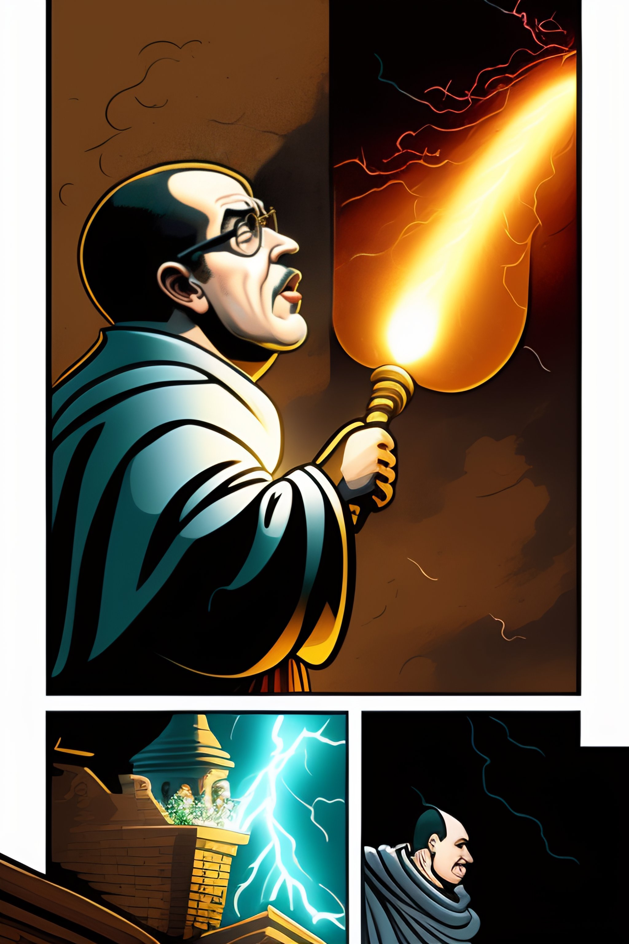 Lexica - Multipanel Cartoon Comic of catholic Monk being hit by ...