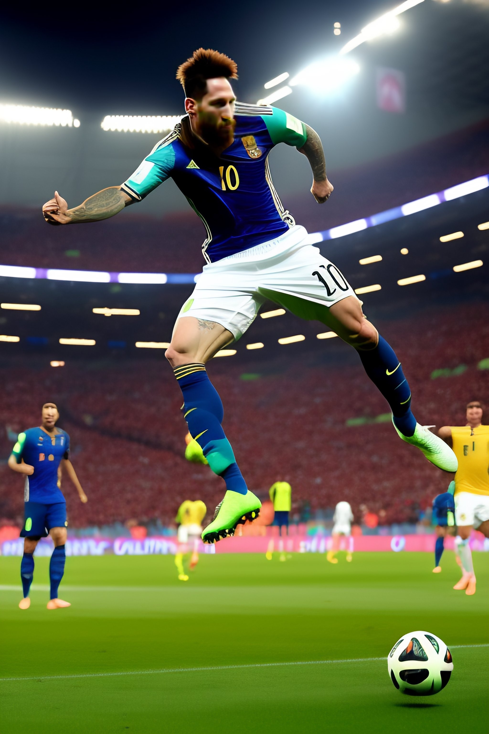 Lexica - Lionel Messi lifting up the fifa world cup