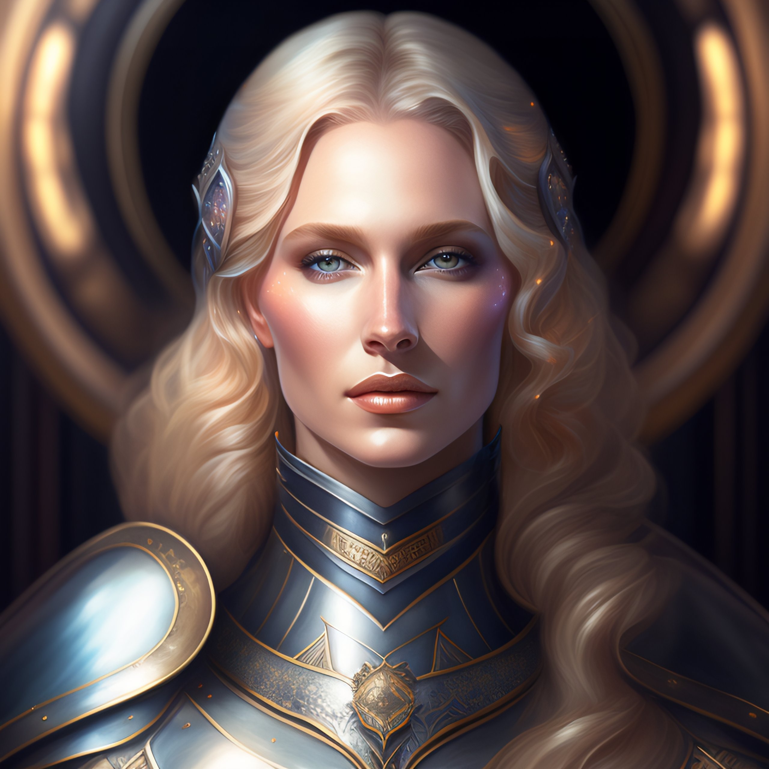 Lexica - Symmetry portrait of brienne of tarth, fantasy, silver armor ...