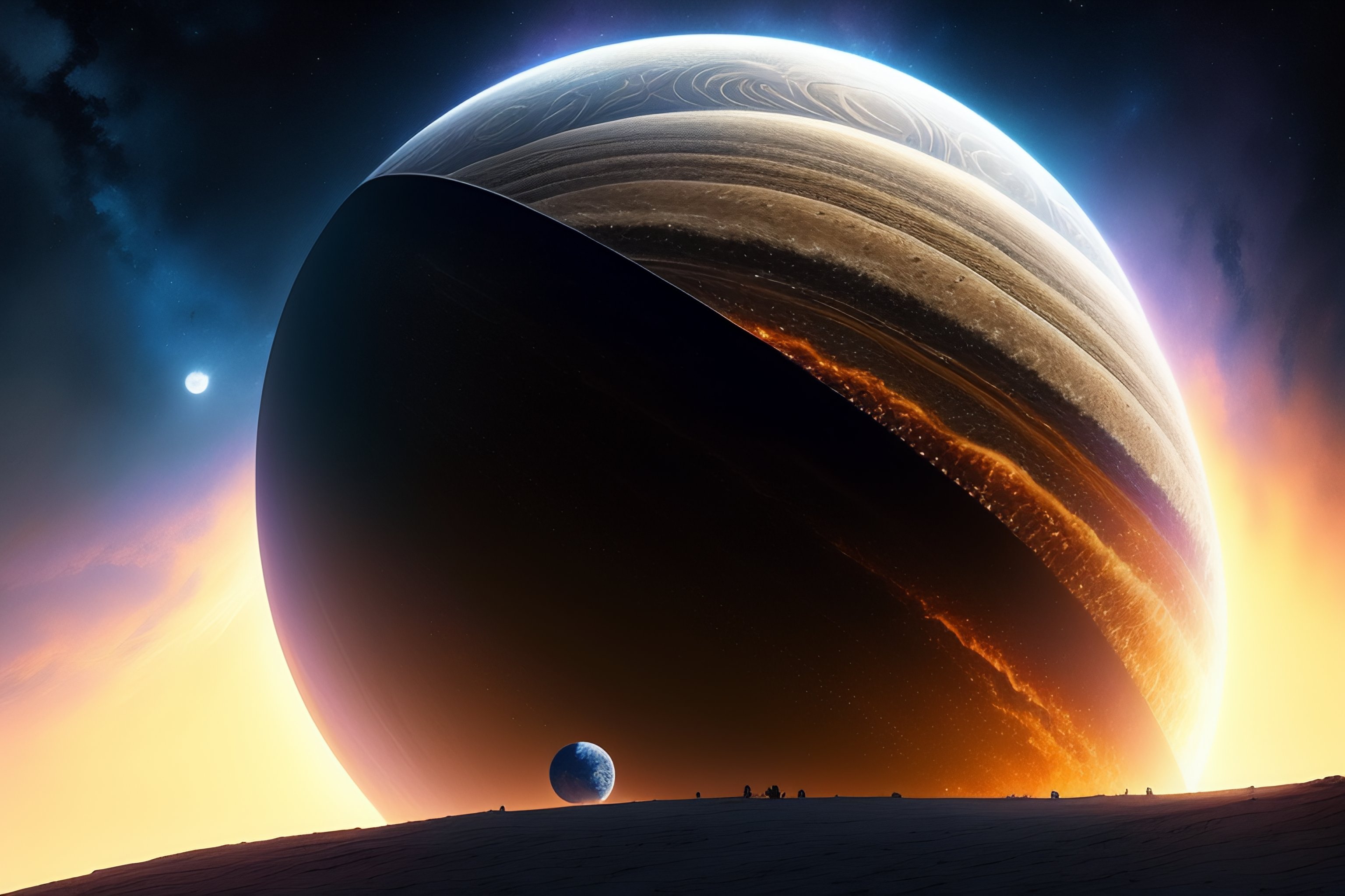 Lexica - Photo of a dyson sphere as a moon of earth, scifi, complex ...