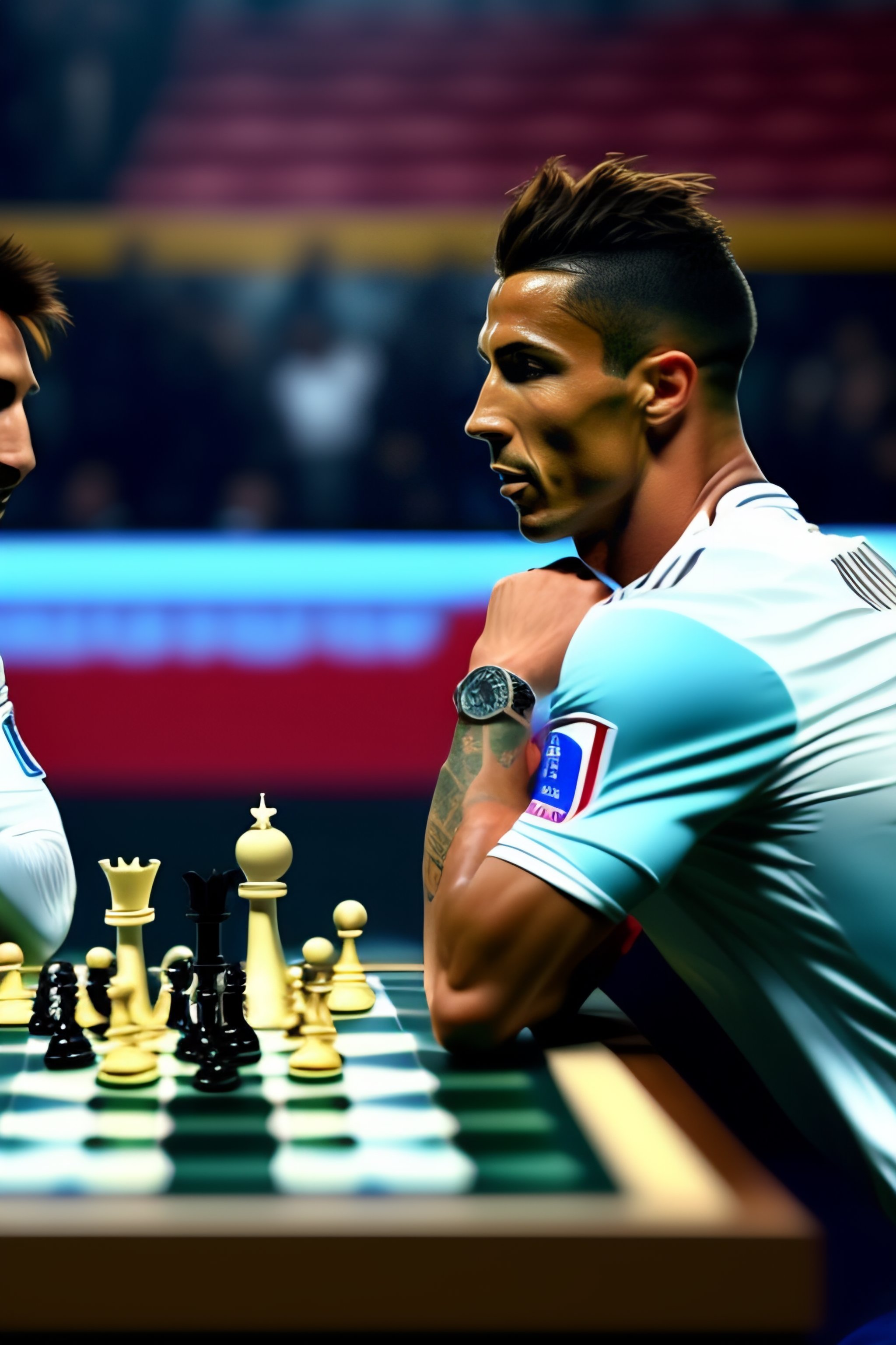 Lexica - Lionel Messi and Cristiano Ronaldo playing chess