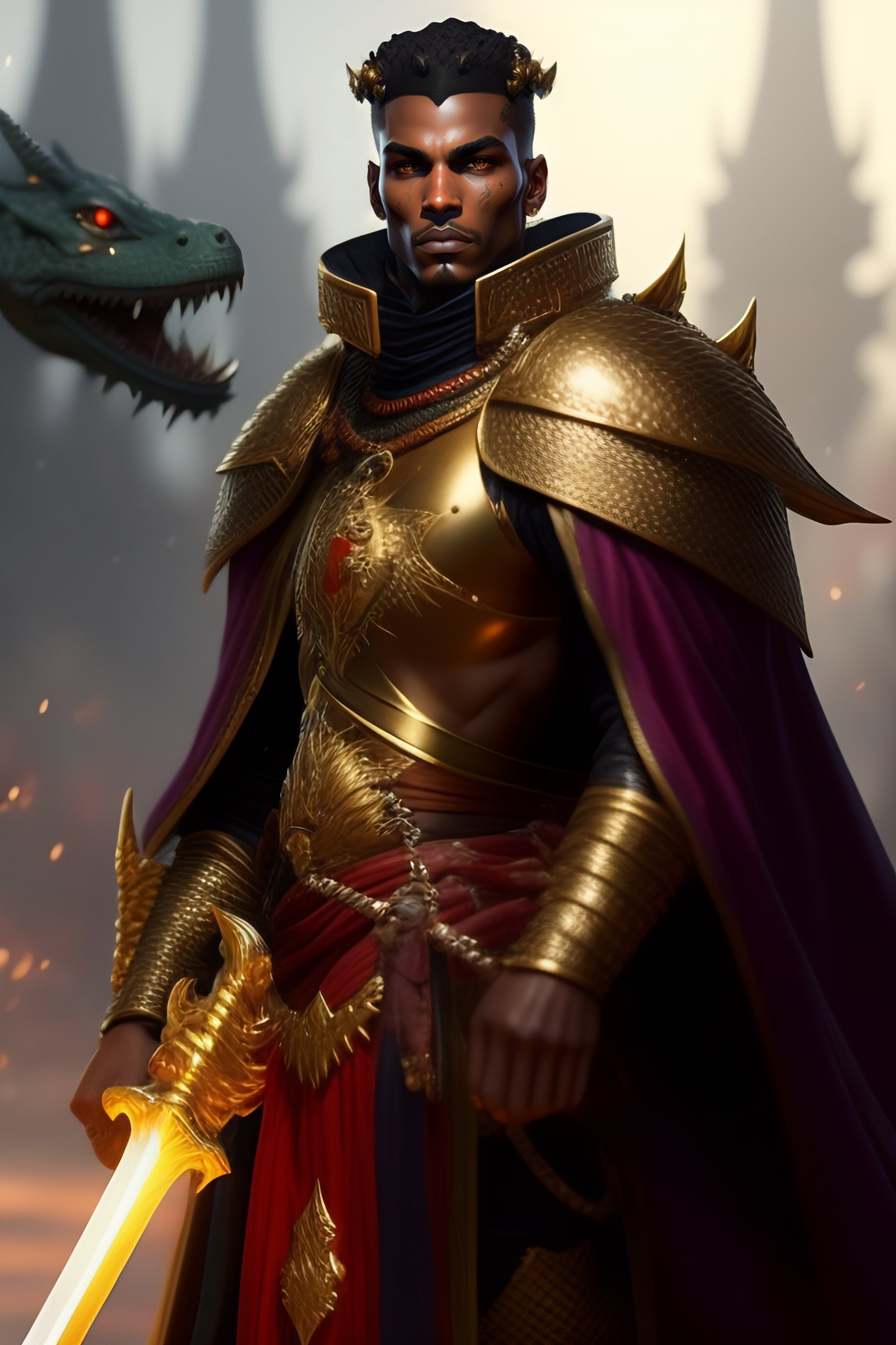 Lexica - Lizardking with crown and golden sword, bloody eyes, by greg ...