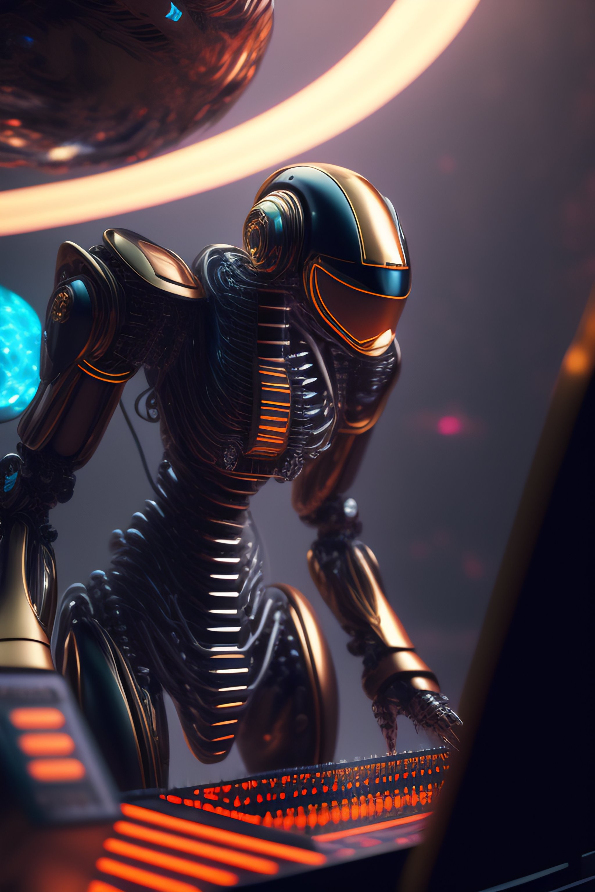 Lexica - Robot making analog synth music, art by wagner kuroiwa tristan ...