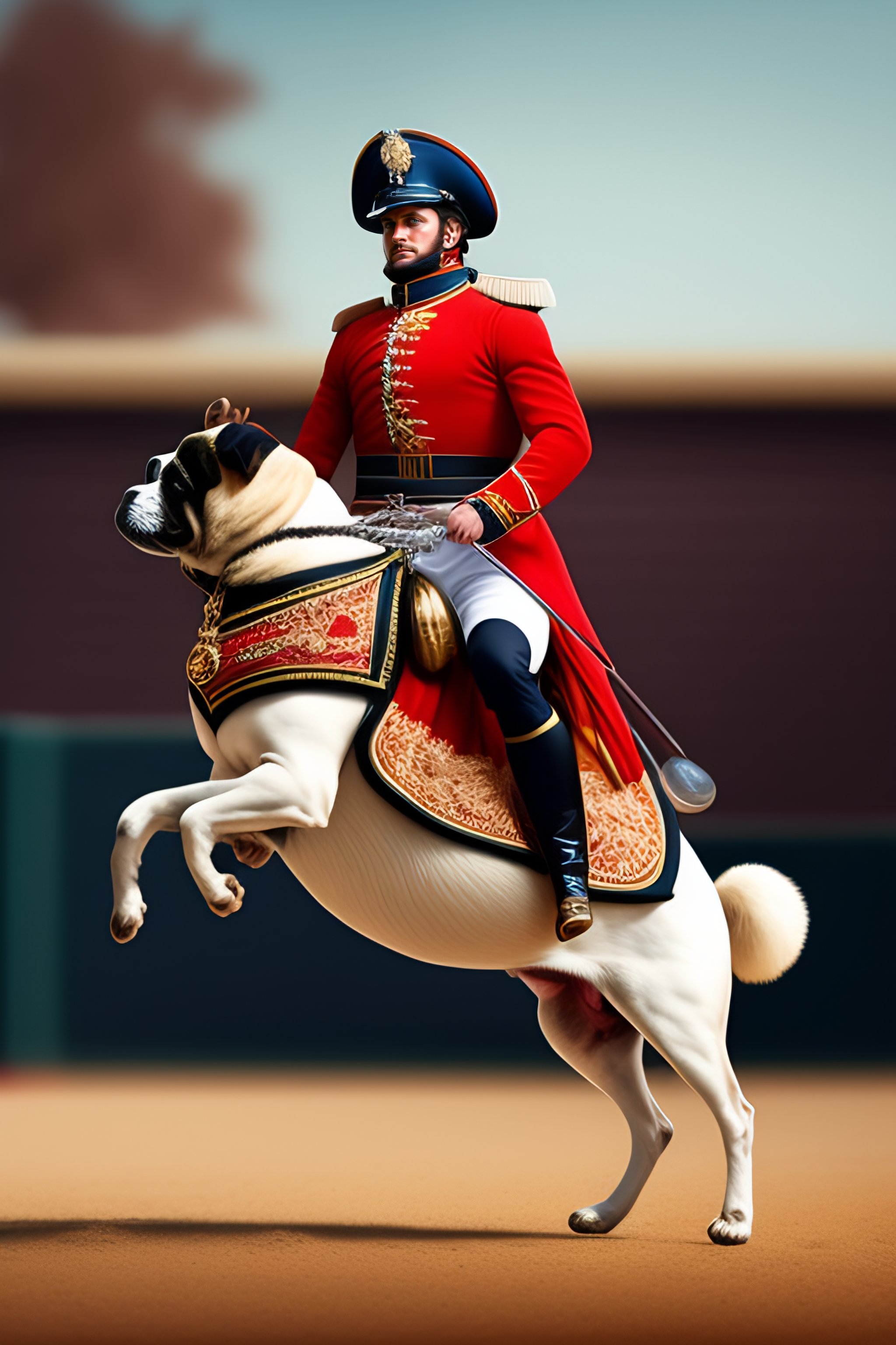 Lexica - Napoleon riding a giant pug