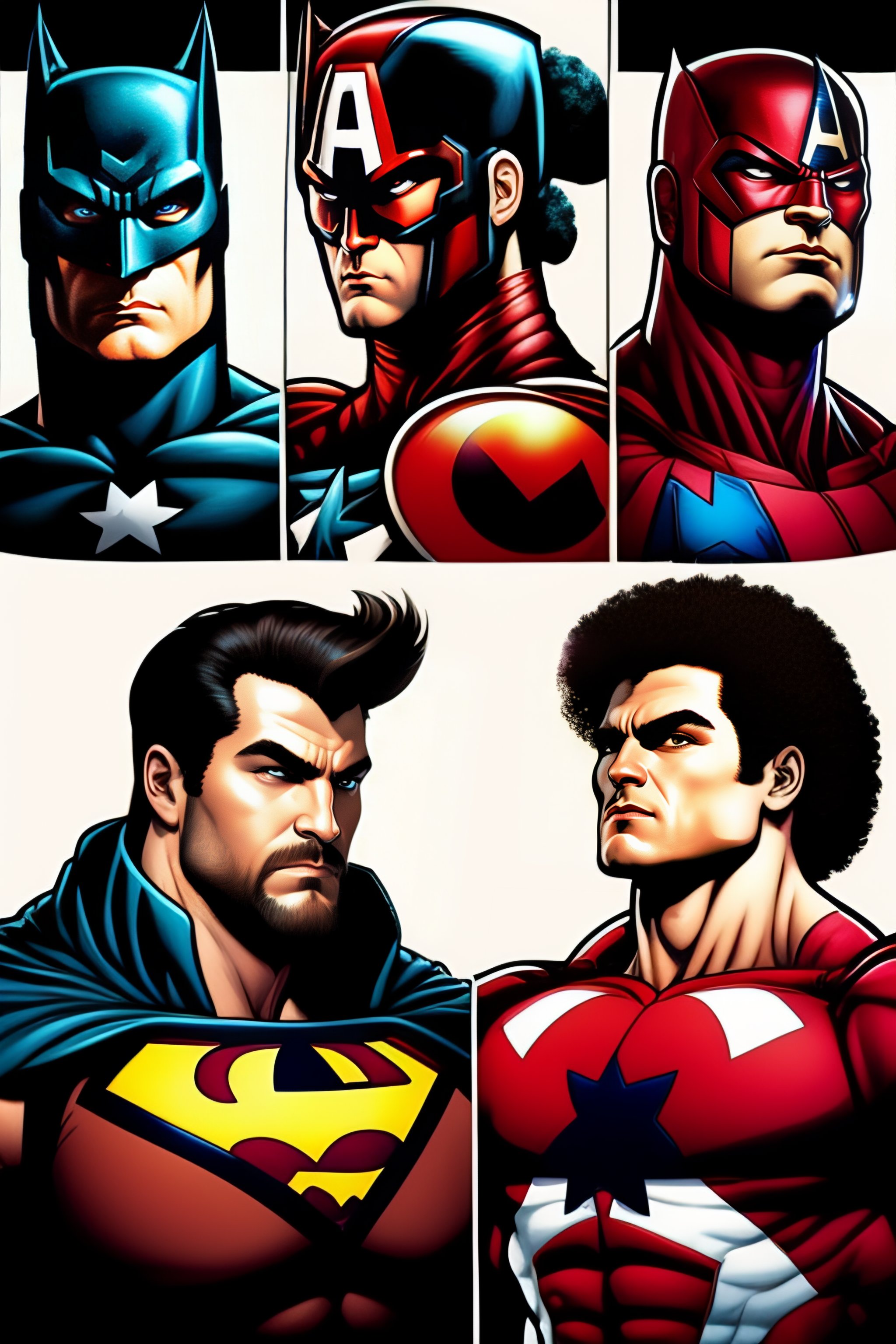 Lexica - Super Heroes buying groceries, Headshot, Symmetrical face ...