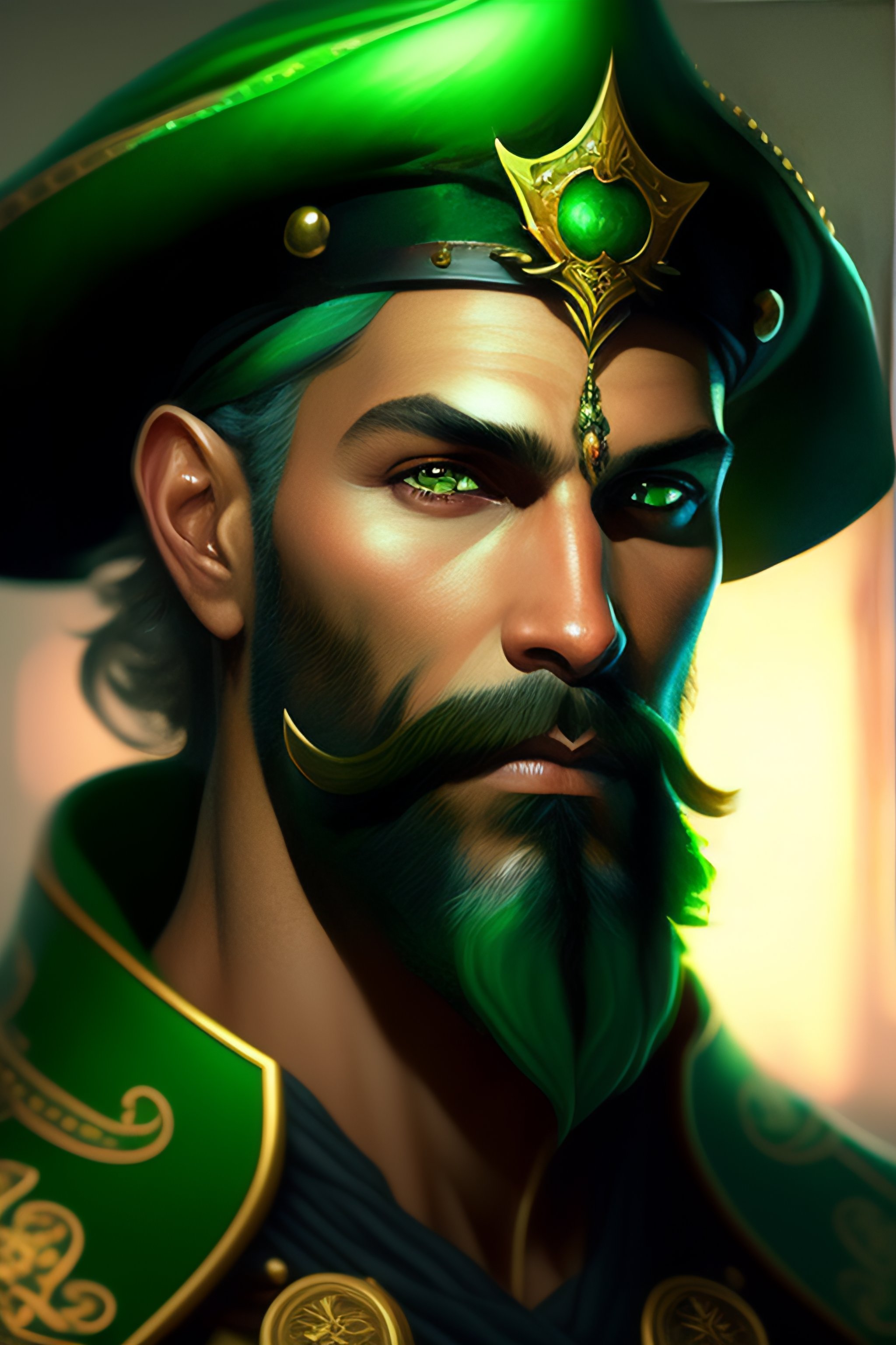Lexica - Symmetry!! portrait of pirate with a green beard, glowing ...