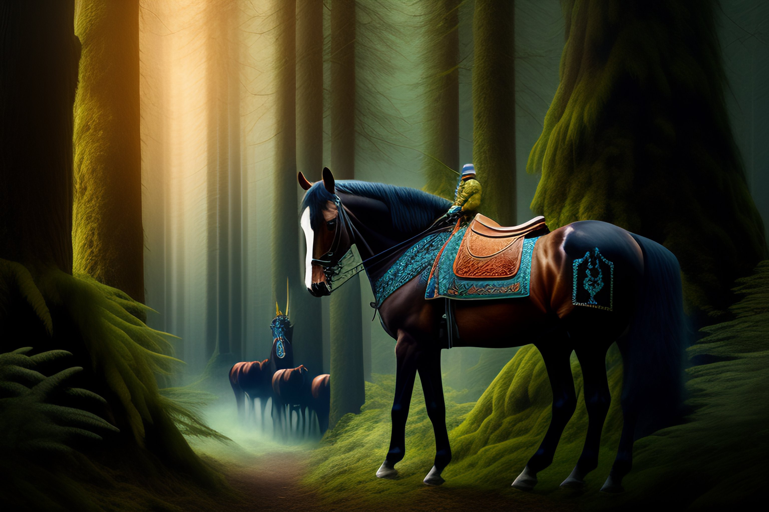 Lexica - Knight, enchanted forest, wild animals