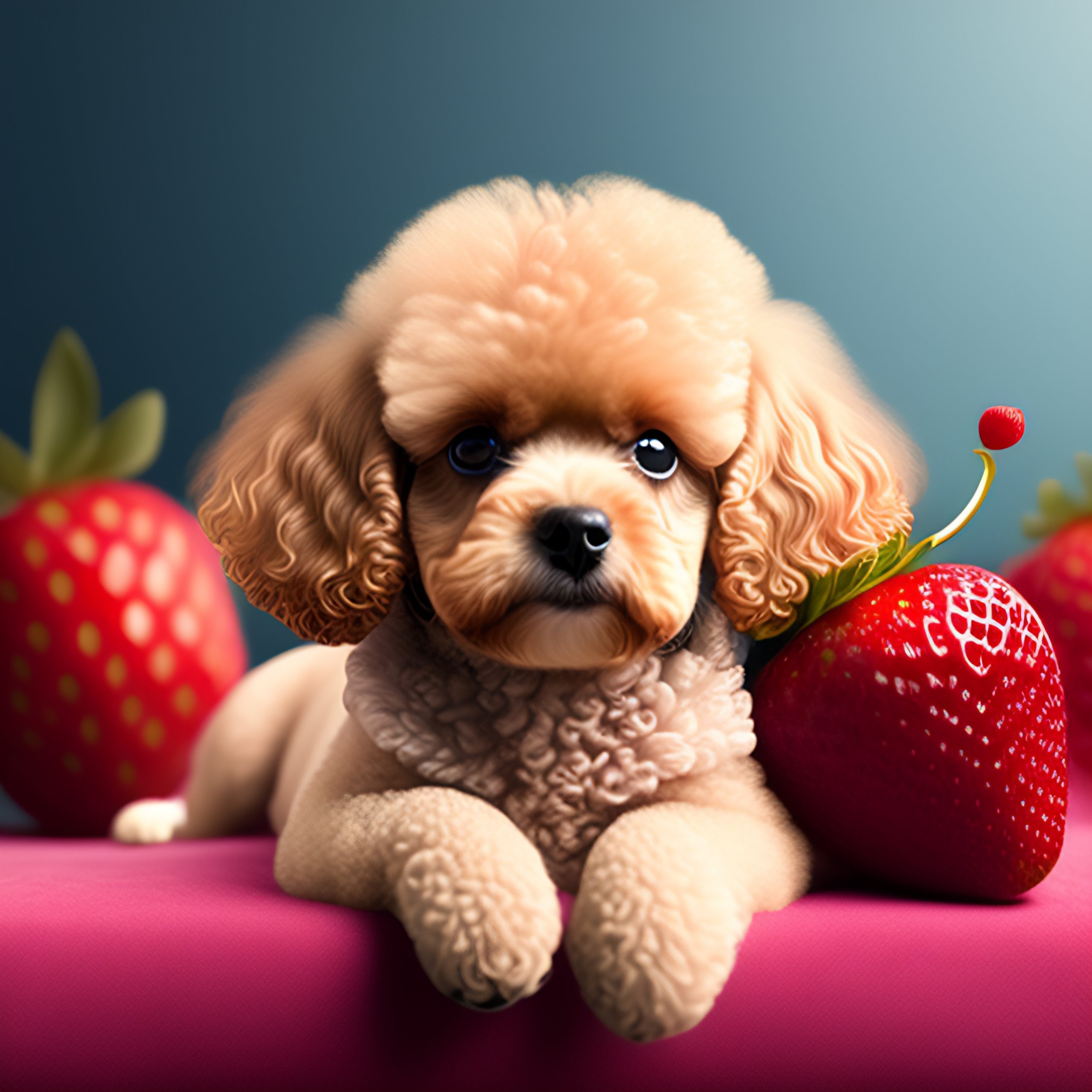 Lexica - A poodle toy with a strawberry on its head