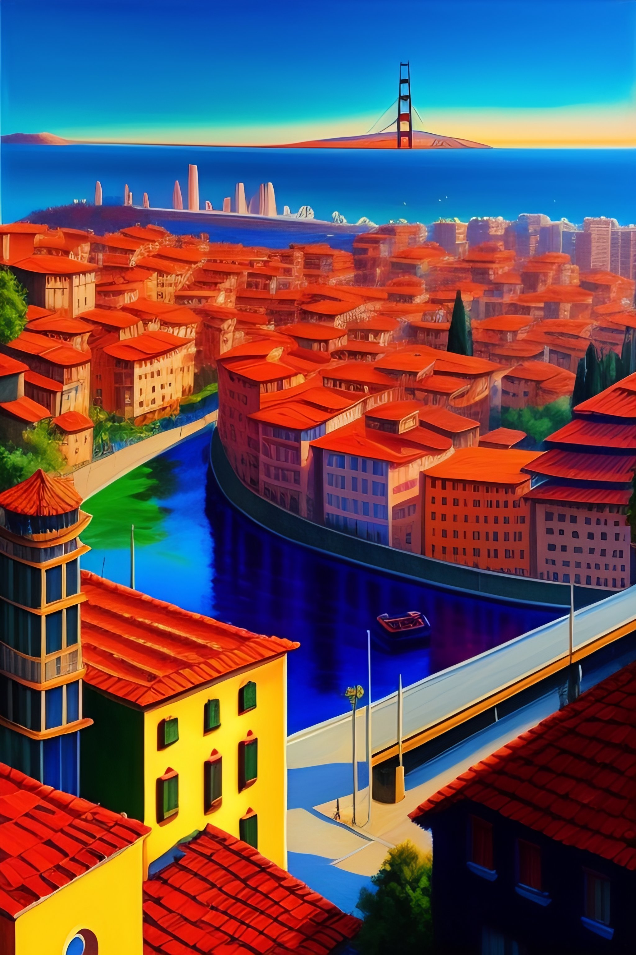 Lexica - A realistic trabzon cityscape, from the roof, tall terrace ...