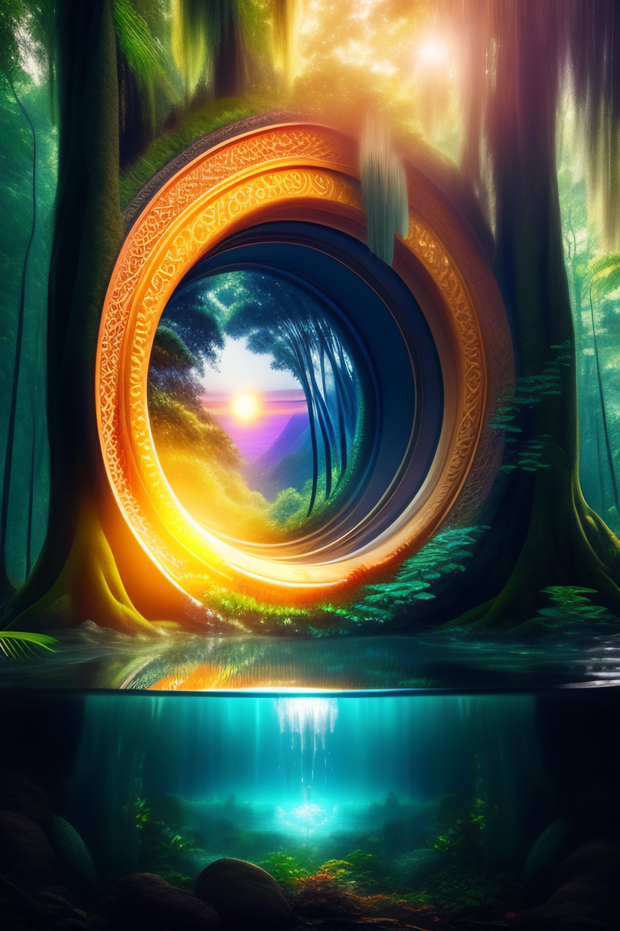 Lexica - Stargate portal full of water bursting to another dimension ...