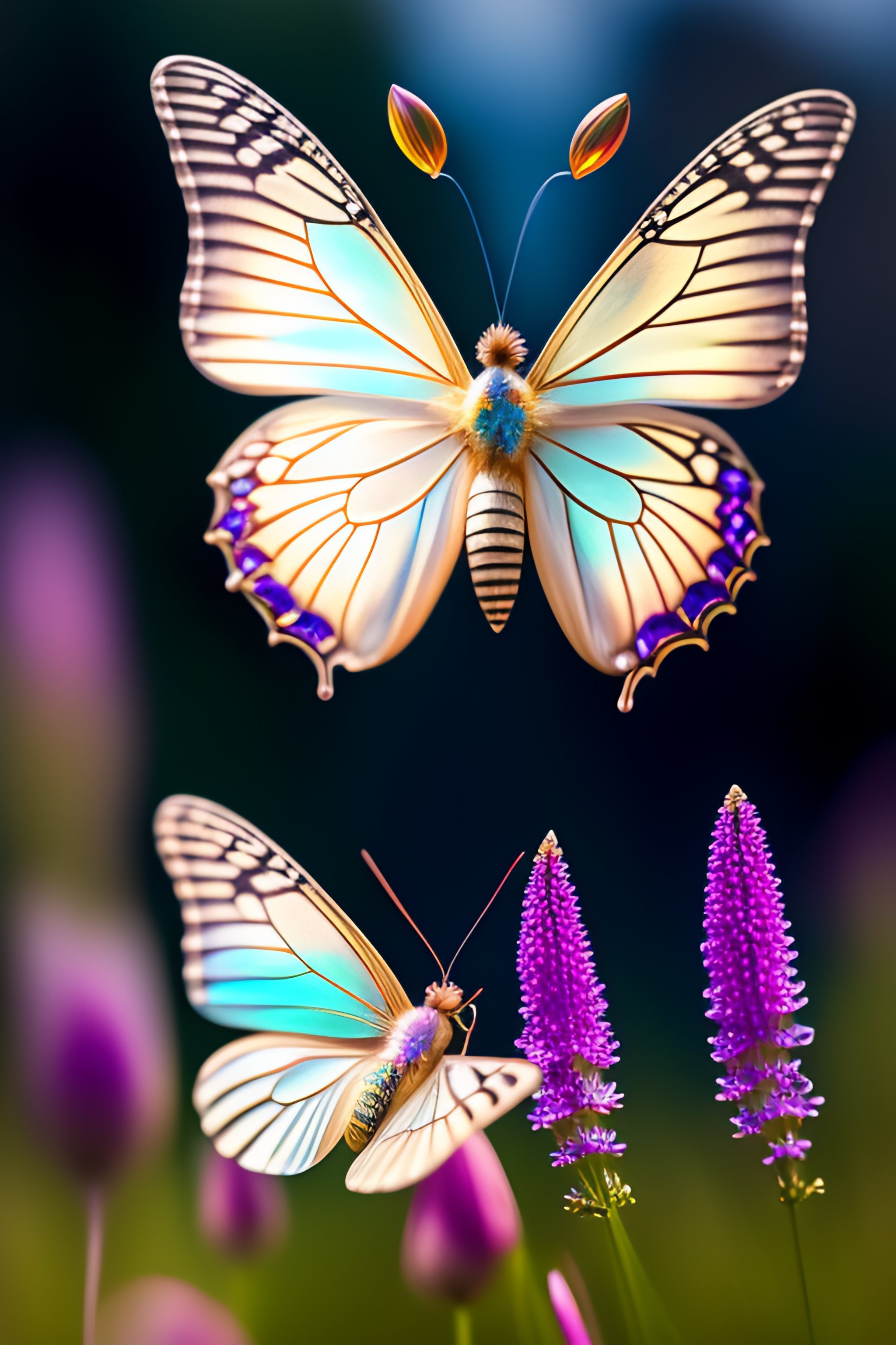 Lexica - A whimsical, fairy-like lyre with delicate butterfly wings and ...