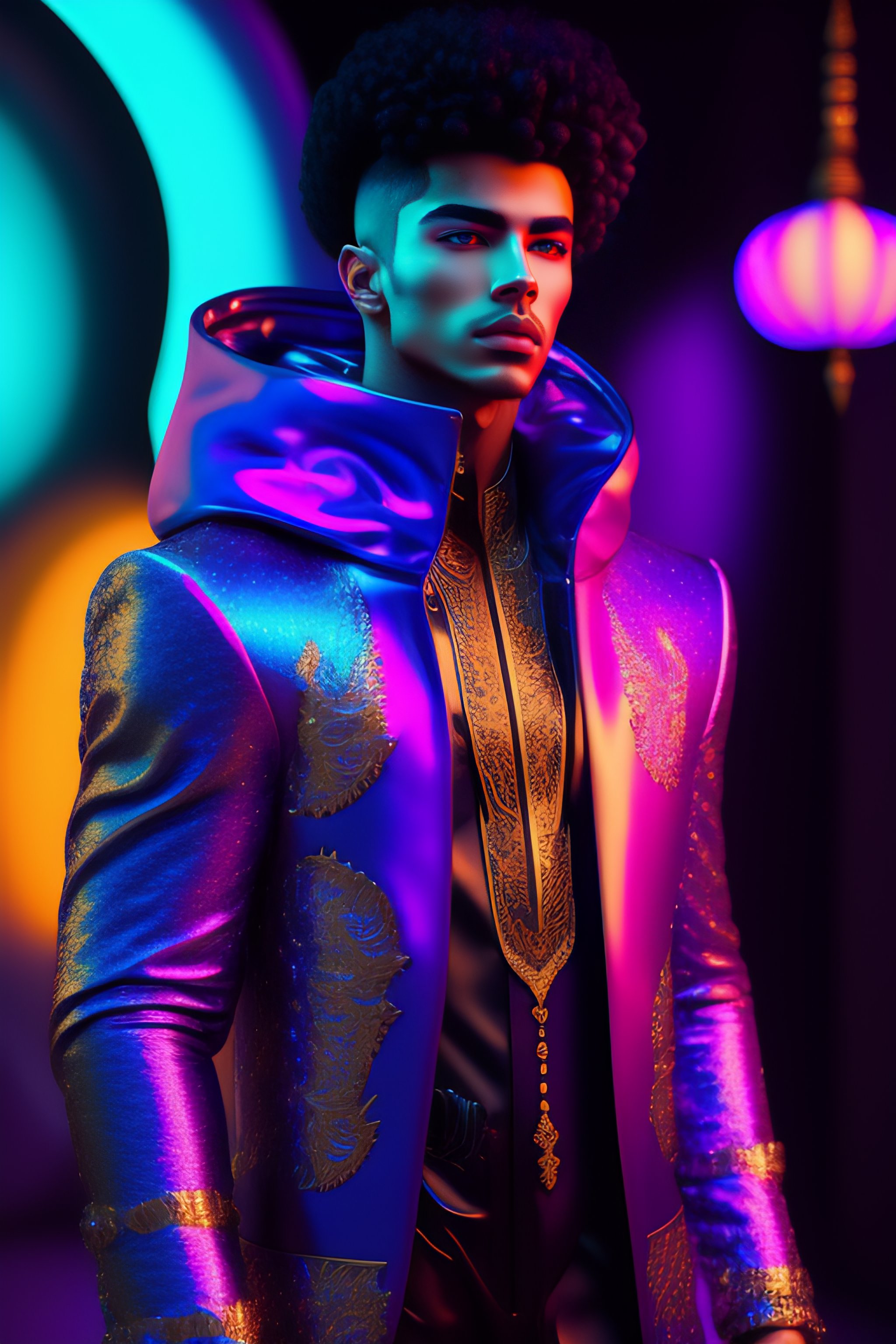 Lexica - Full-body rococo and cyberpunk delicate neon crystalline ...