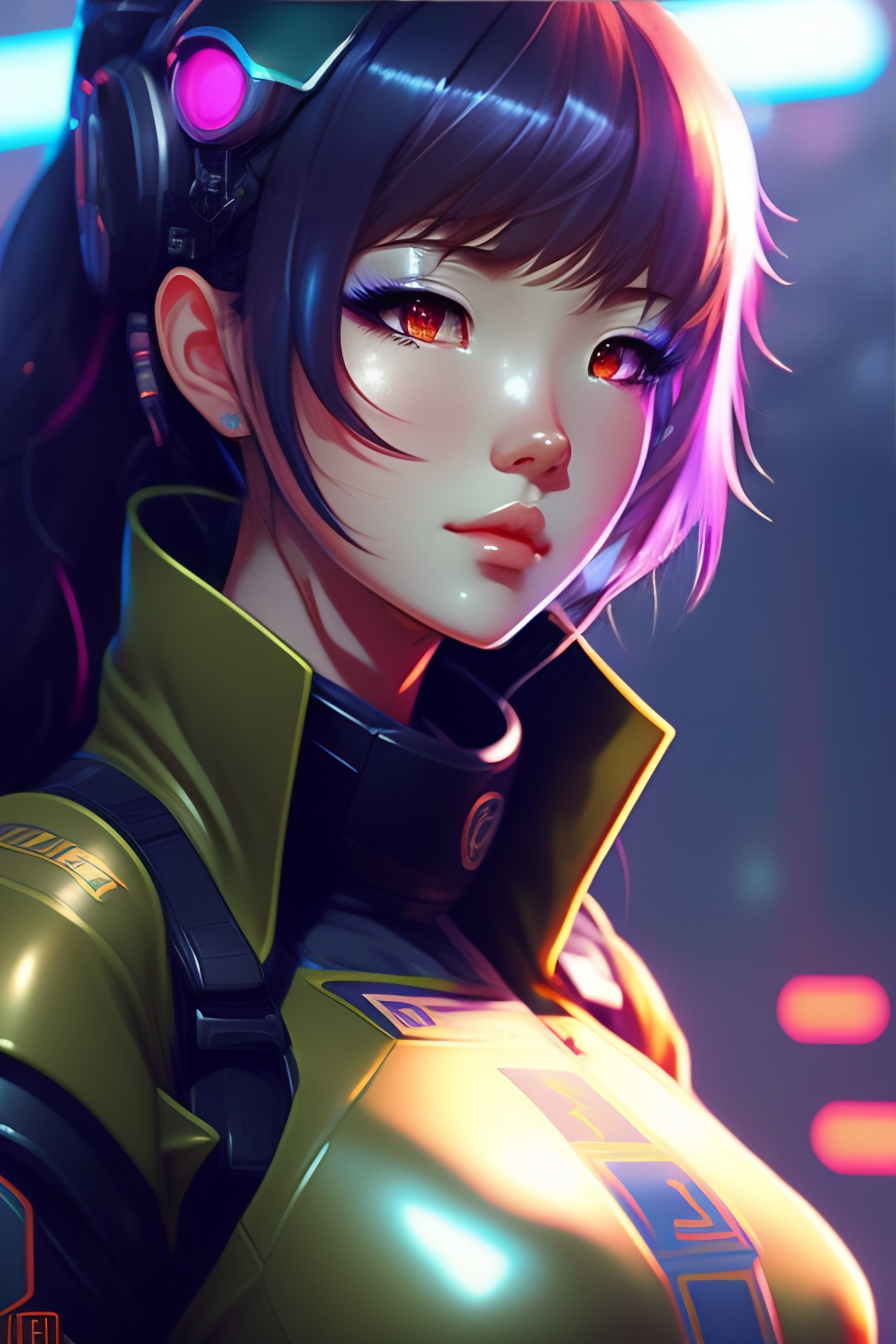Lexica - Portrait Anime Commander Girl Neon-cybernetic cute-fine-face ...