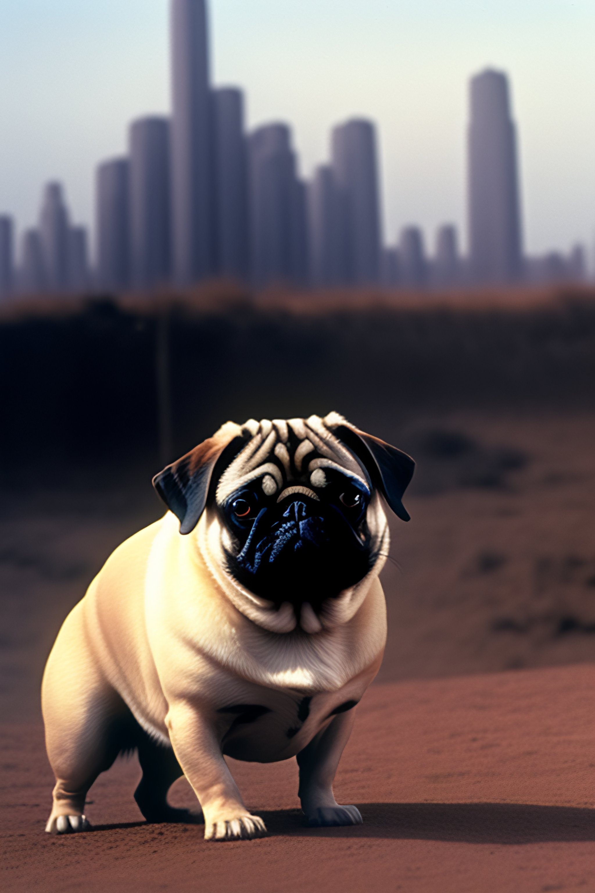Lexica - Pug as a Kaiju in a 1960s monster movie