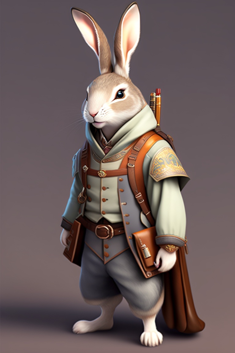 Lexica - A wild west grey rabbit folk druid with suspenders, a double ...