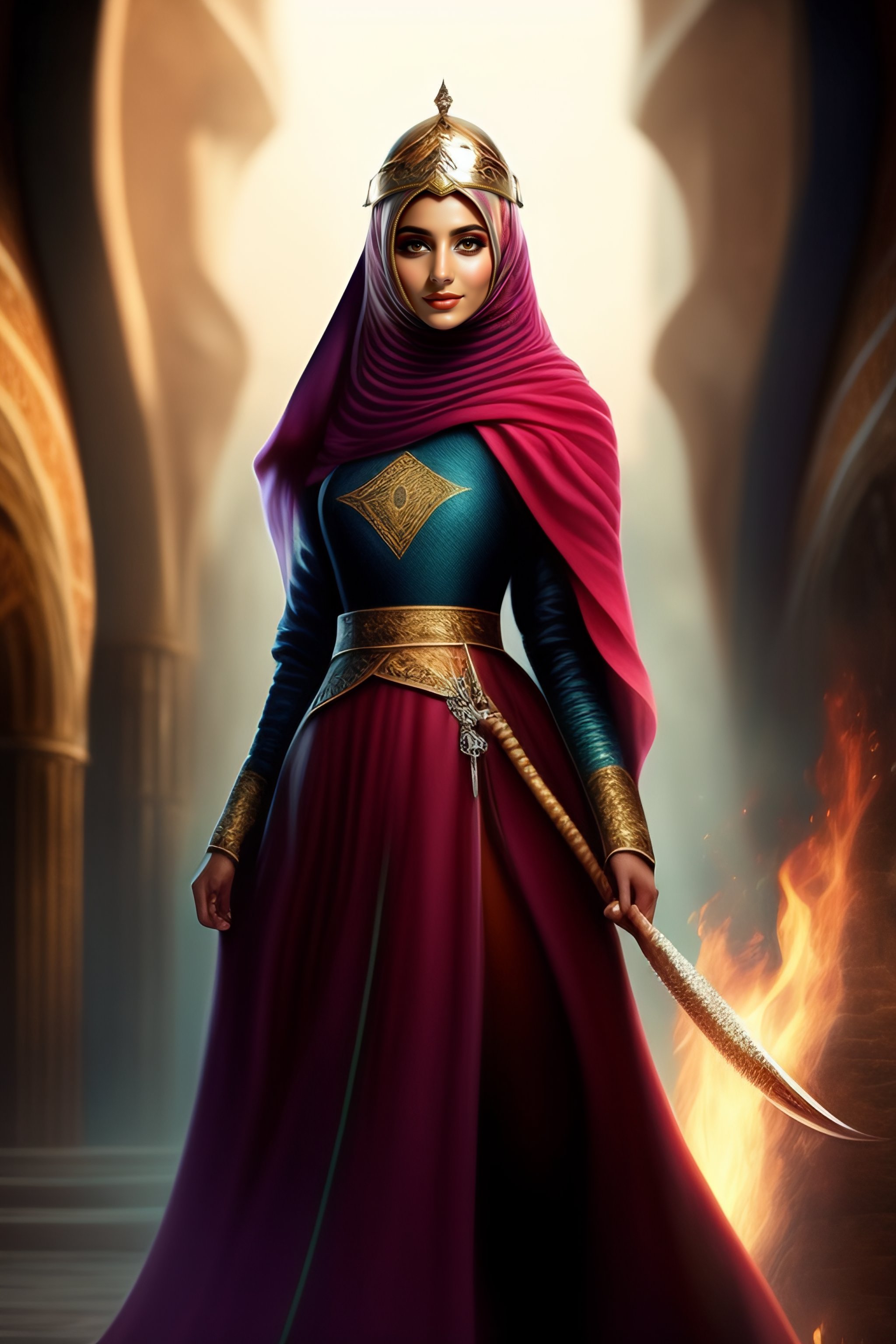 Lexica - Cute hijab girl in medieval mage clothing