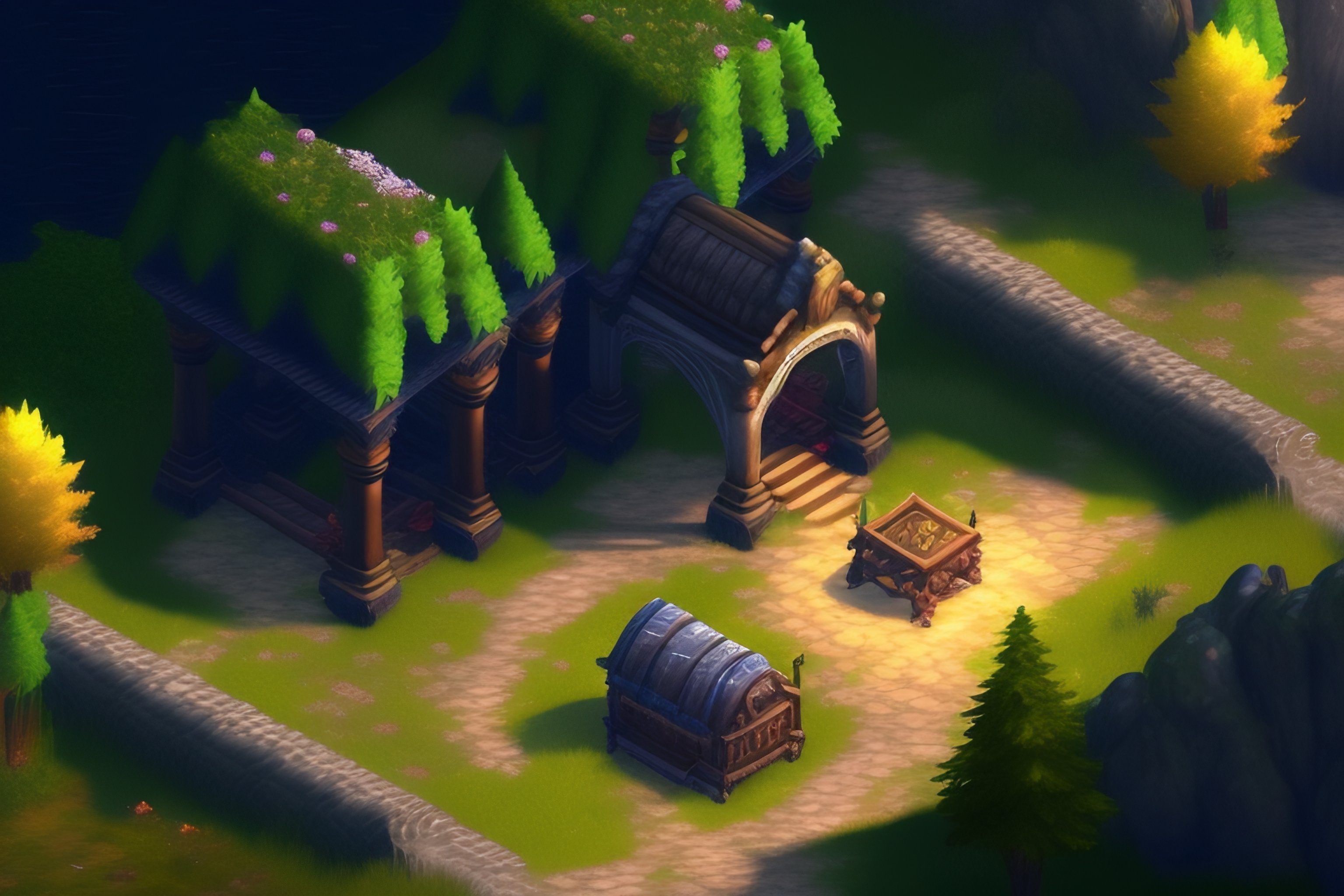 Lexica - Rpg game, big map, forest, realistic, detailled, isometric ...