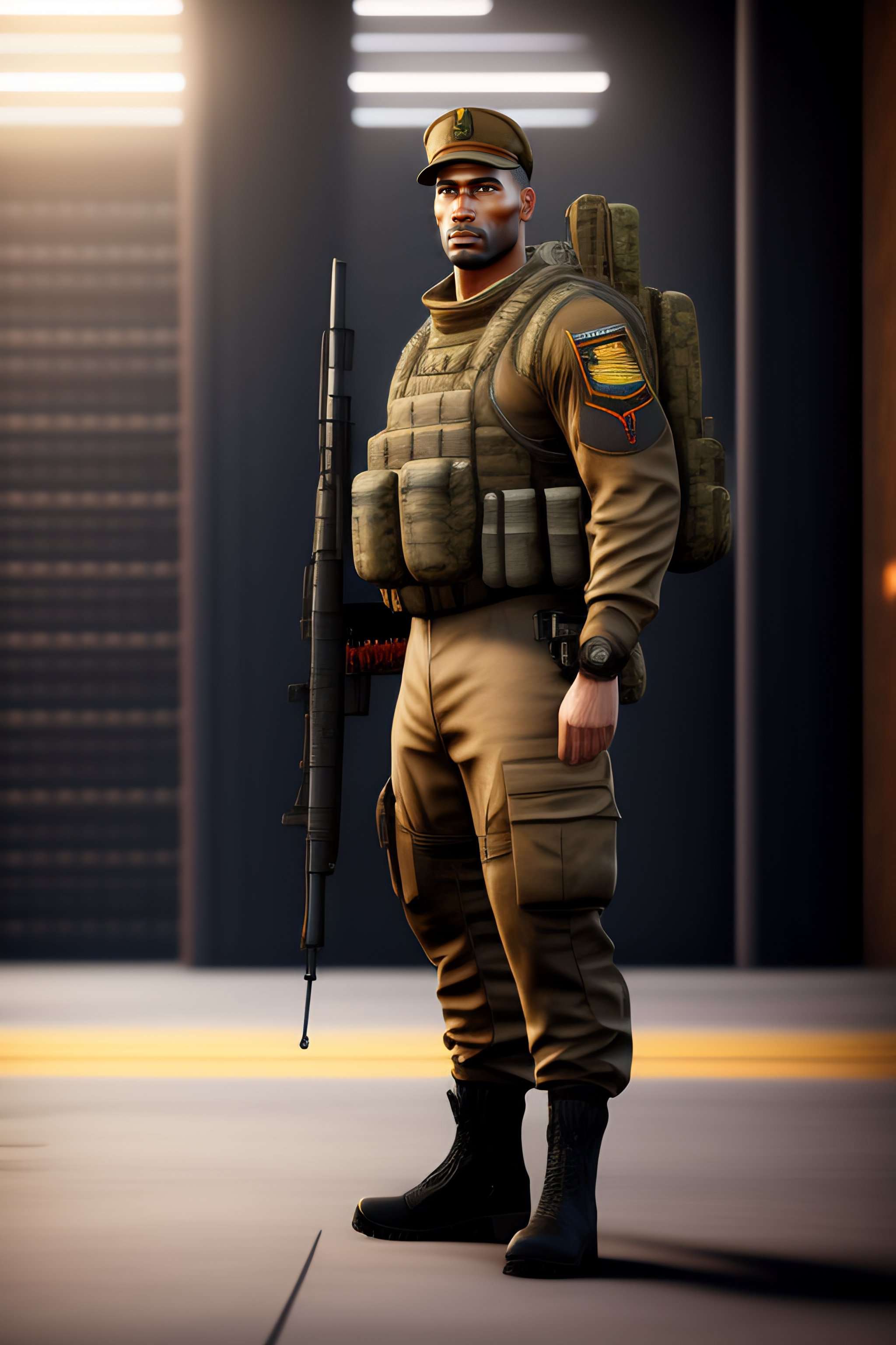 Lexica - Full body portrait, front facing, man, soldier, McMillan tac ...