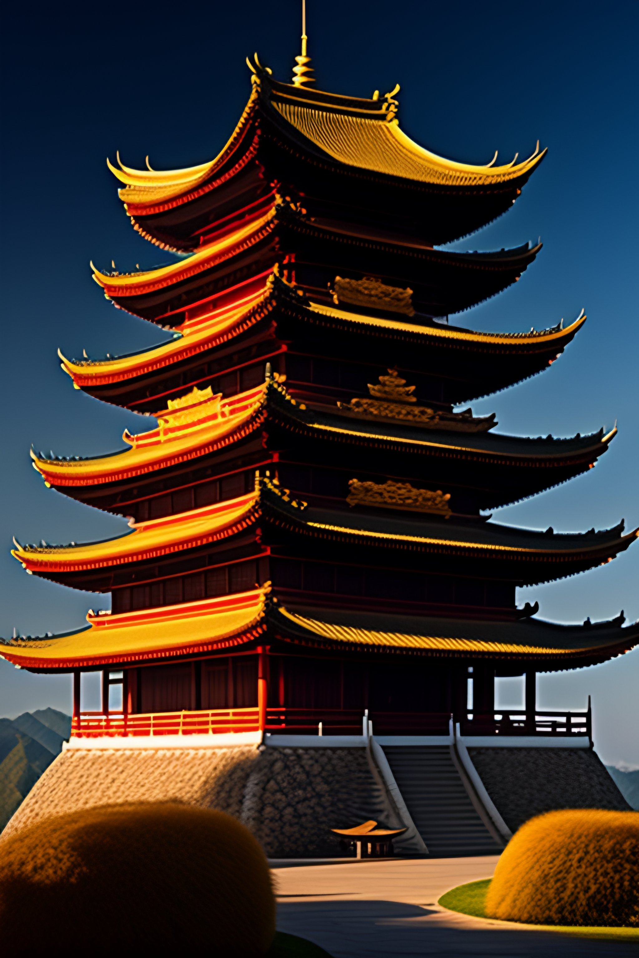 Lexica - Samurai katana dragong Chinese house mountain